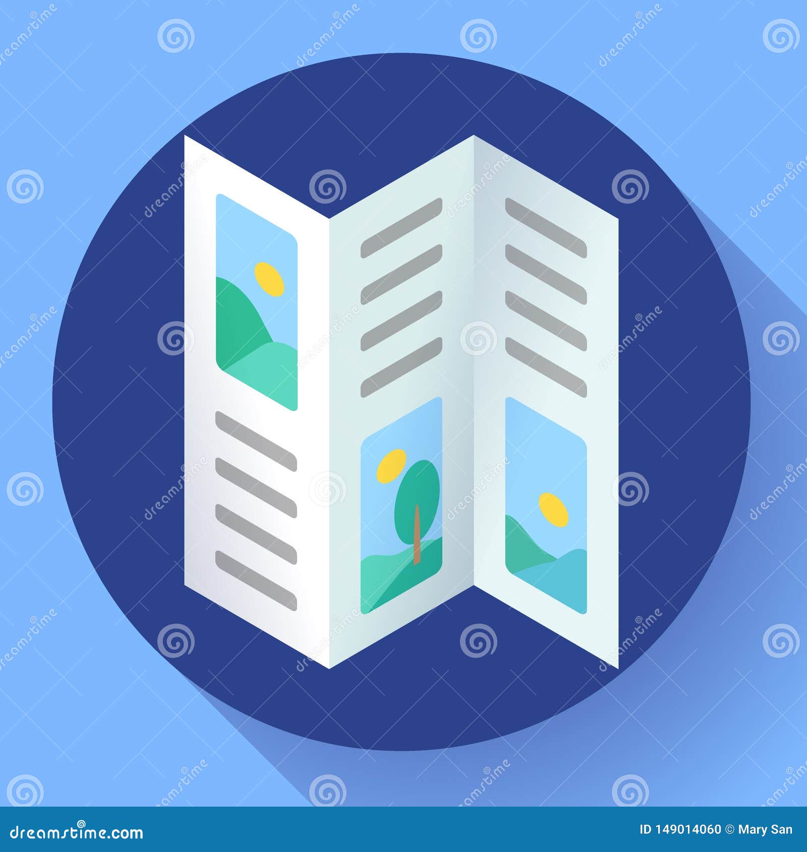 Three-fold Brochure Icon Flat Style Vector Illustration Stock Vector ...