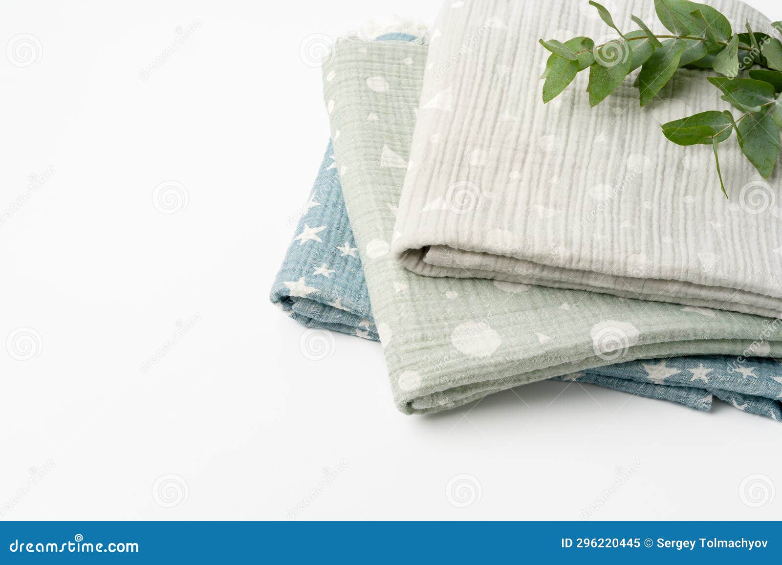 Three Folded Cotton Blankets on White Background Close Up Stock Image ...