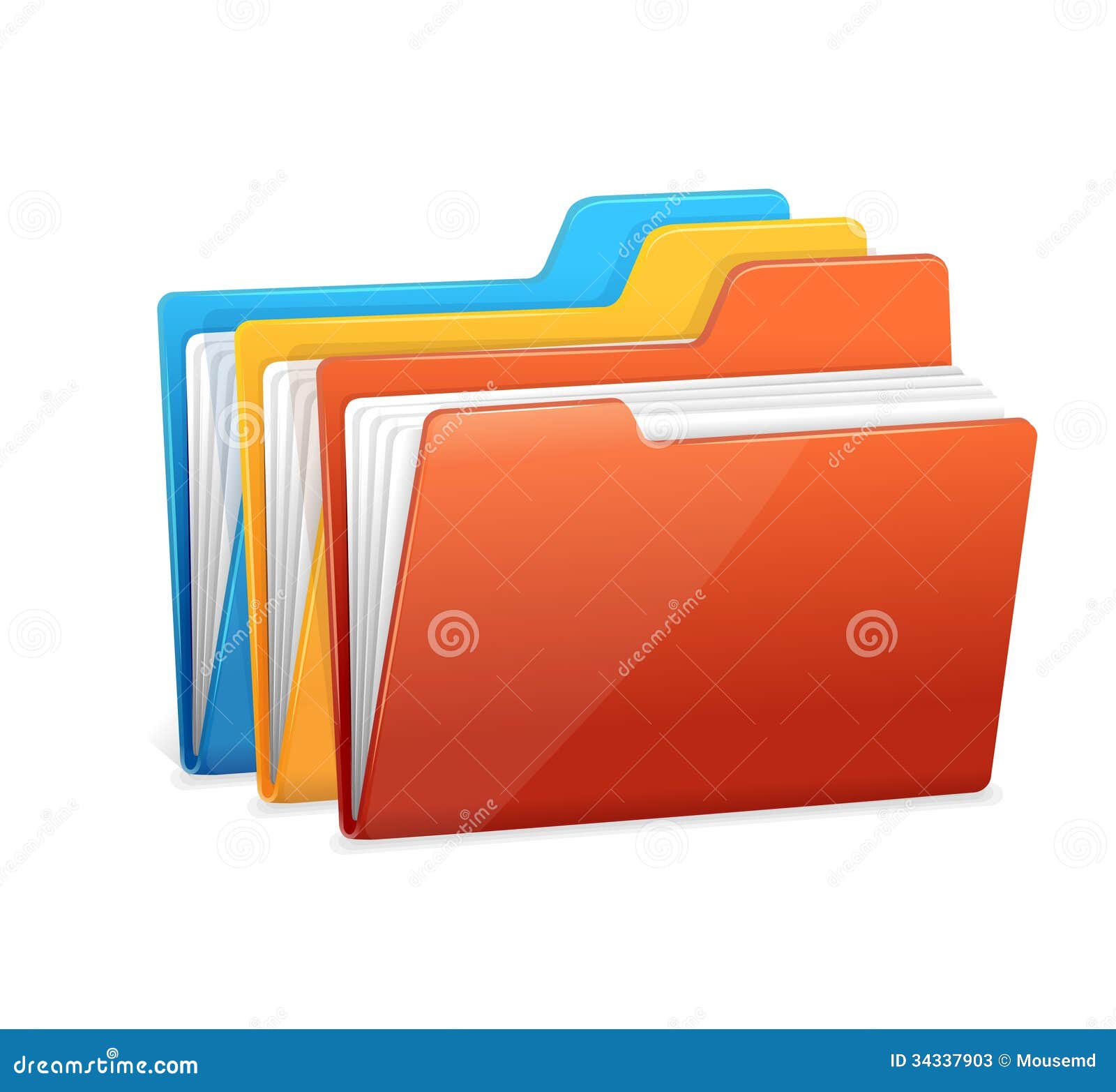 Three folders with paper stock vector. Illustration of correspondence ...