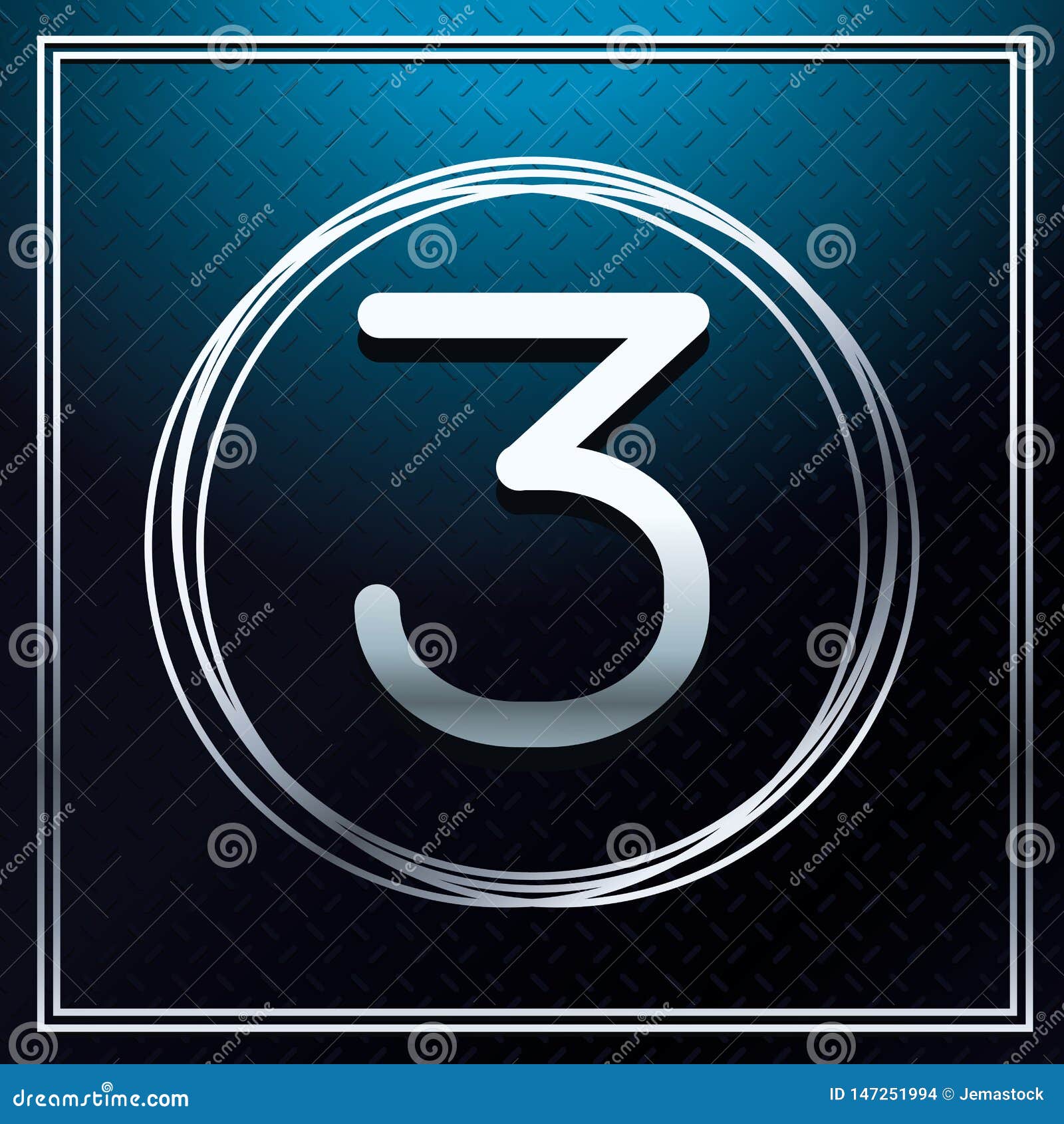 Three Font Number Over Metallic Texture Stock Vector - Illustration of ...