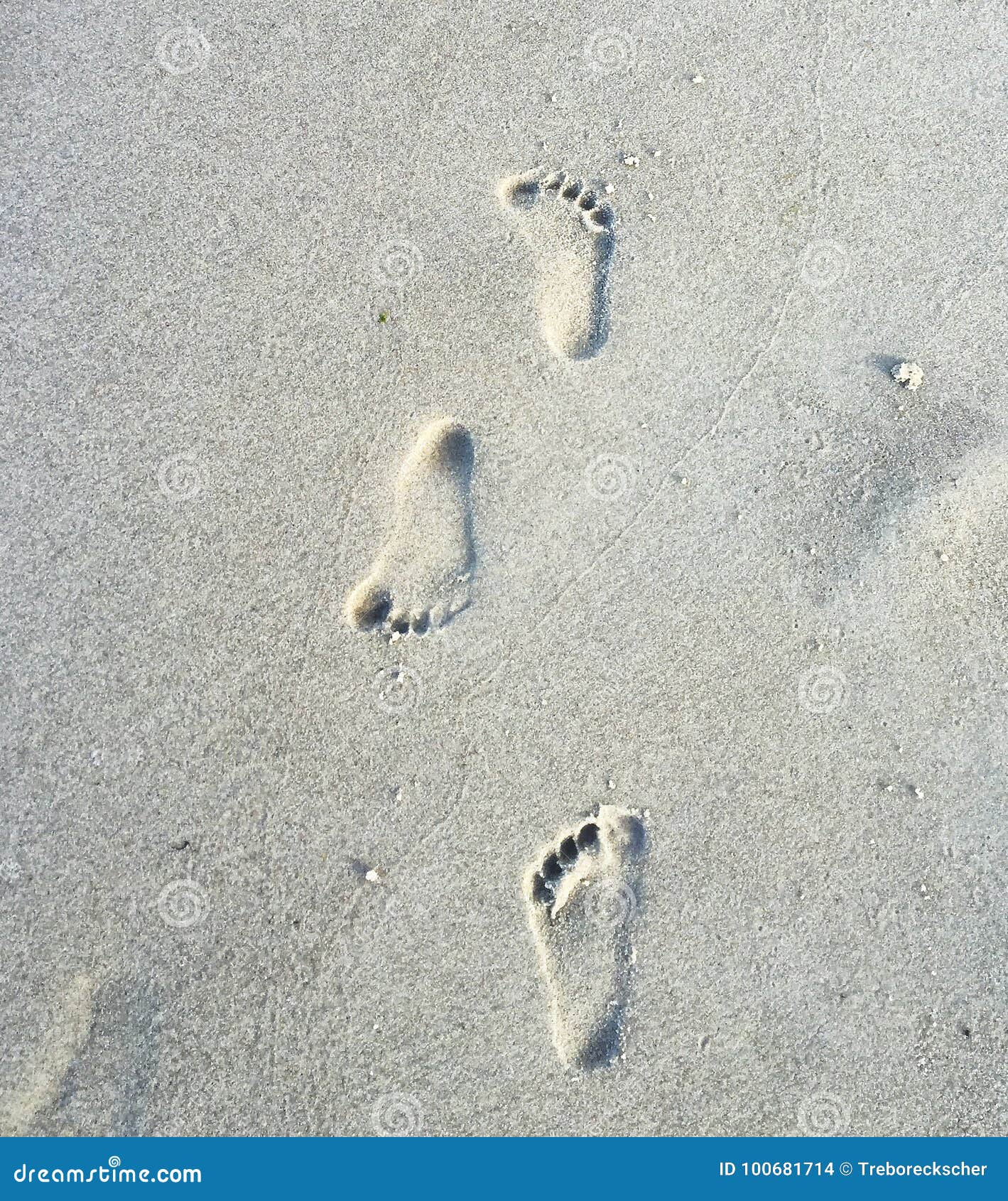 Three Footprints in the Sand Stock Photo - Image of imprint, explore ...