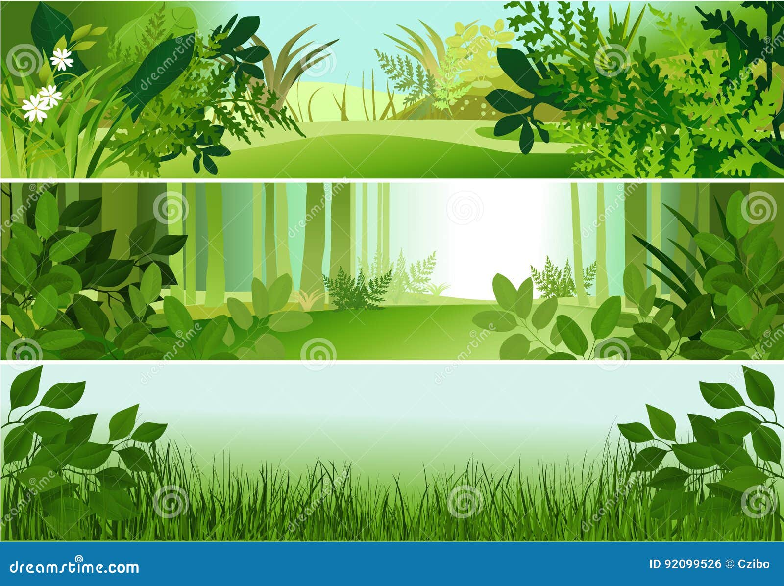 Three forest banners stock vector. Illustration of natural - 92099526