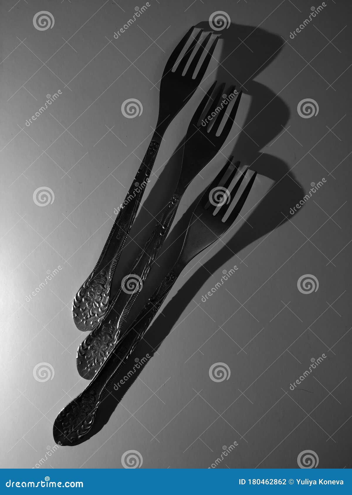 Three Forks with Shadows on the White Ground Stock Photo - Image of ...
