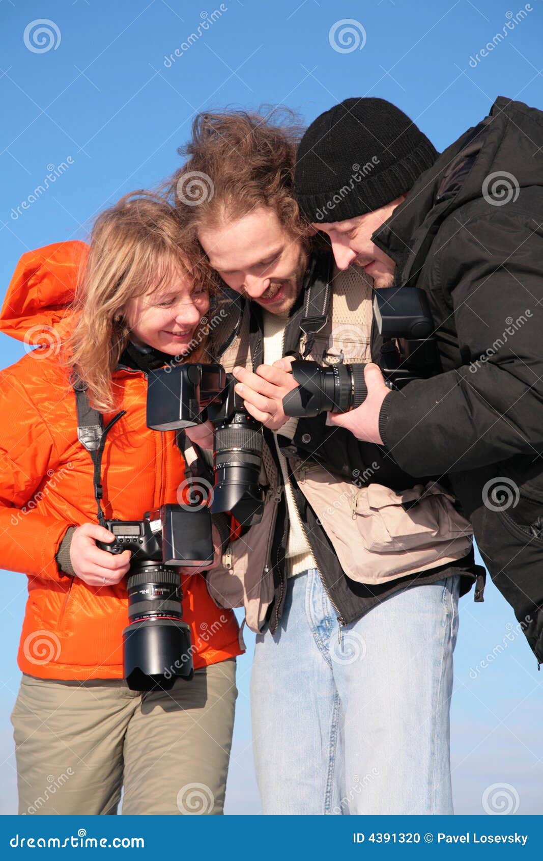 Three fotographers stock photo. Image of brightly, frost - 4391320