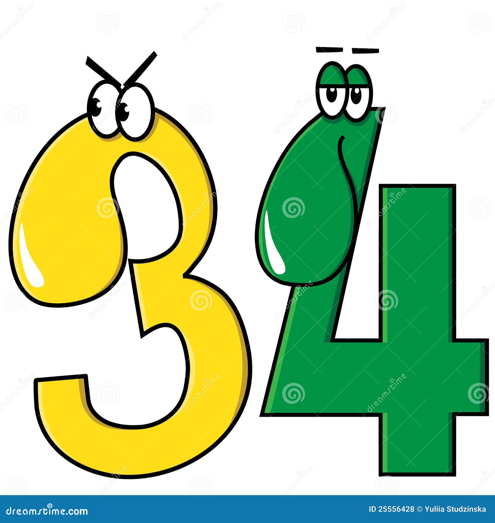 Three and four stock vector. Illustration of vector, numbers - 25556428