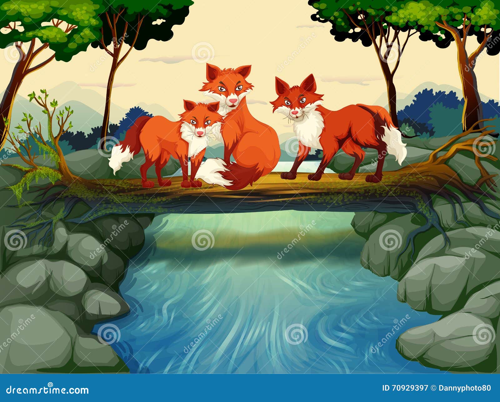 Set Of Three Foxes. Cartoon Vector | CartoonDealer.com #145583487