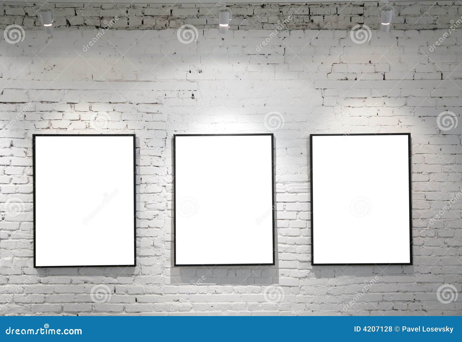 Three frames on brick wall stock photo. Image of paints - 4207128