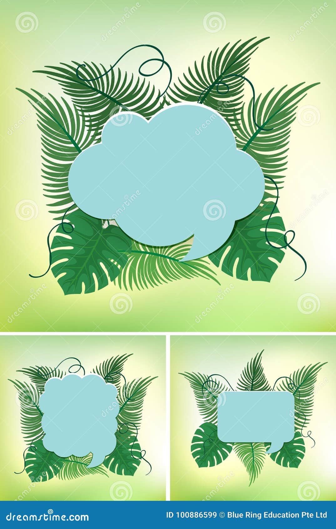 Three Frames with Green Leaves in Background Stock Vector ...