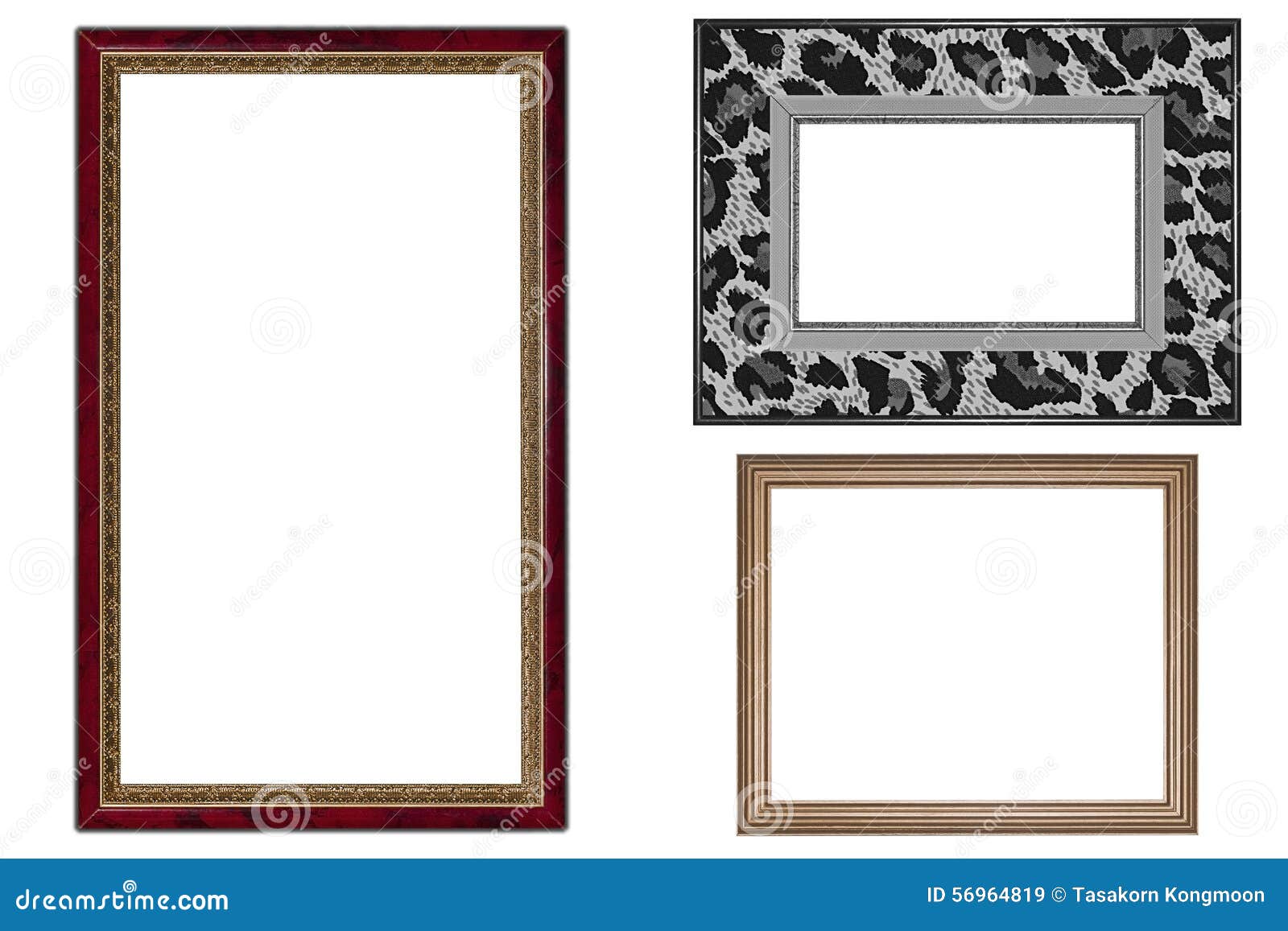 Three Frames Isolated on White Stock Image - Image of design, frame ...