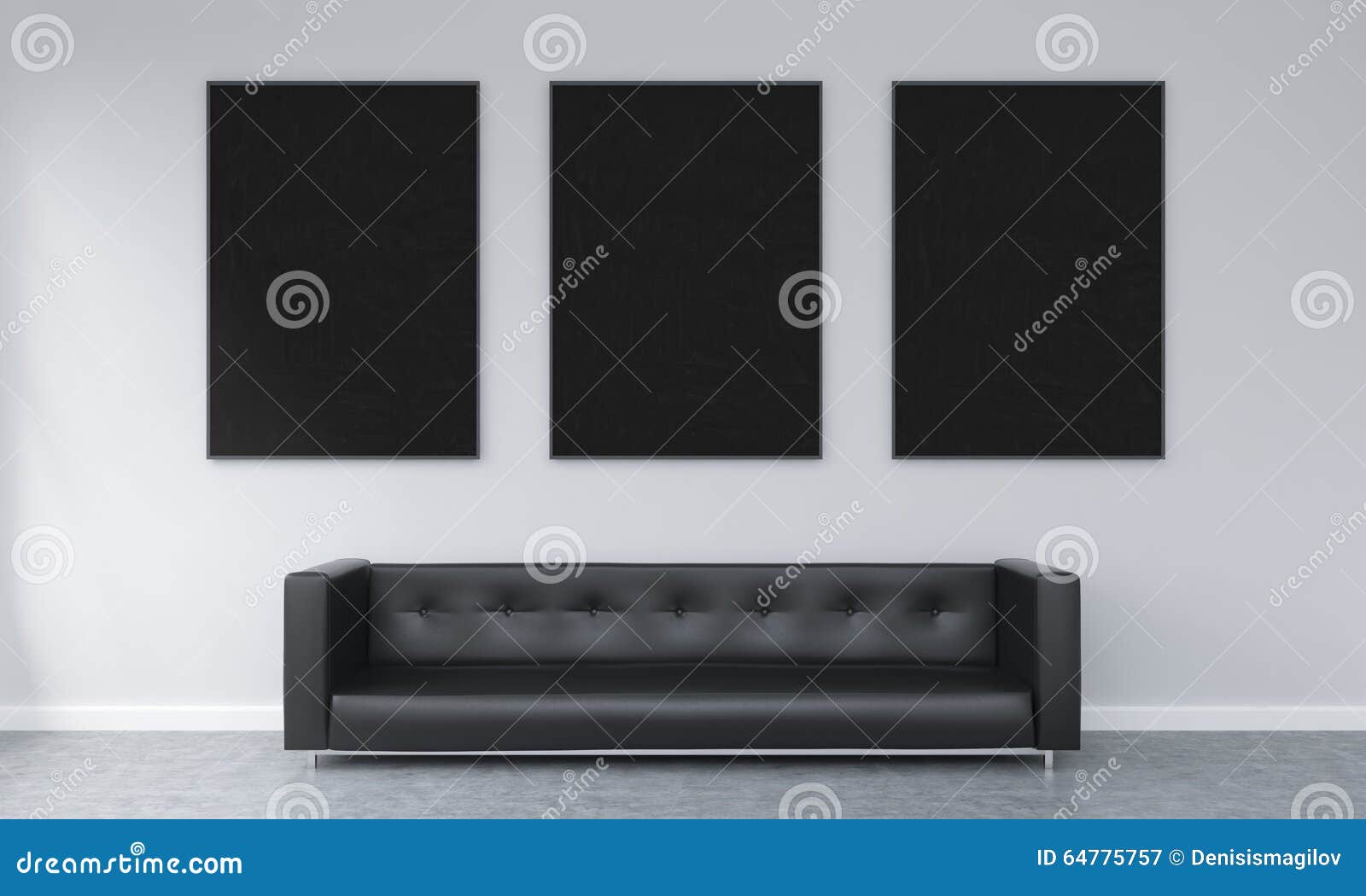 Three frames over a sofa stock illustration. Illustration of office ...