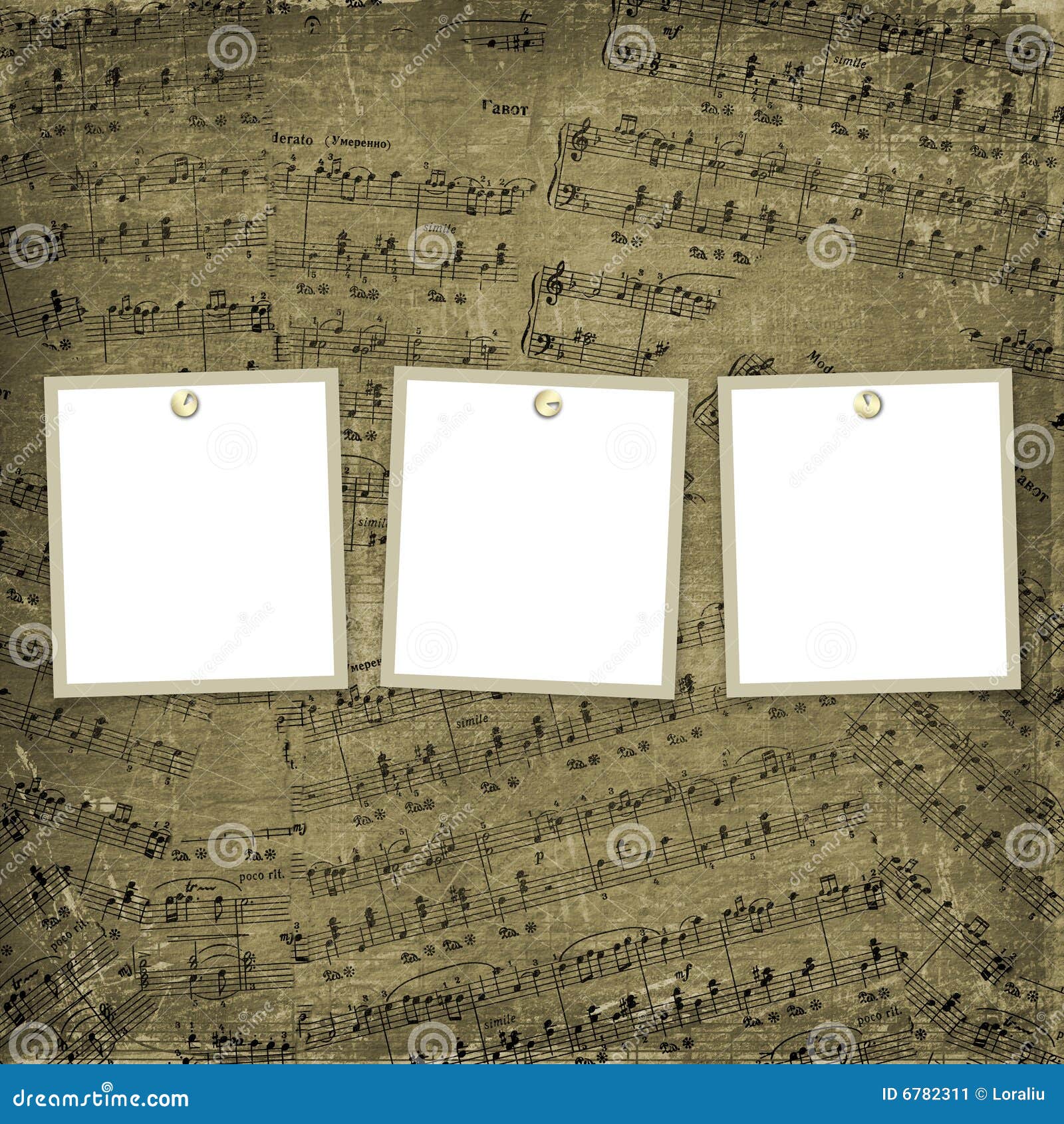 Three Frames for Photos on the Musical Background Stock Illustration ...