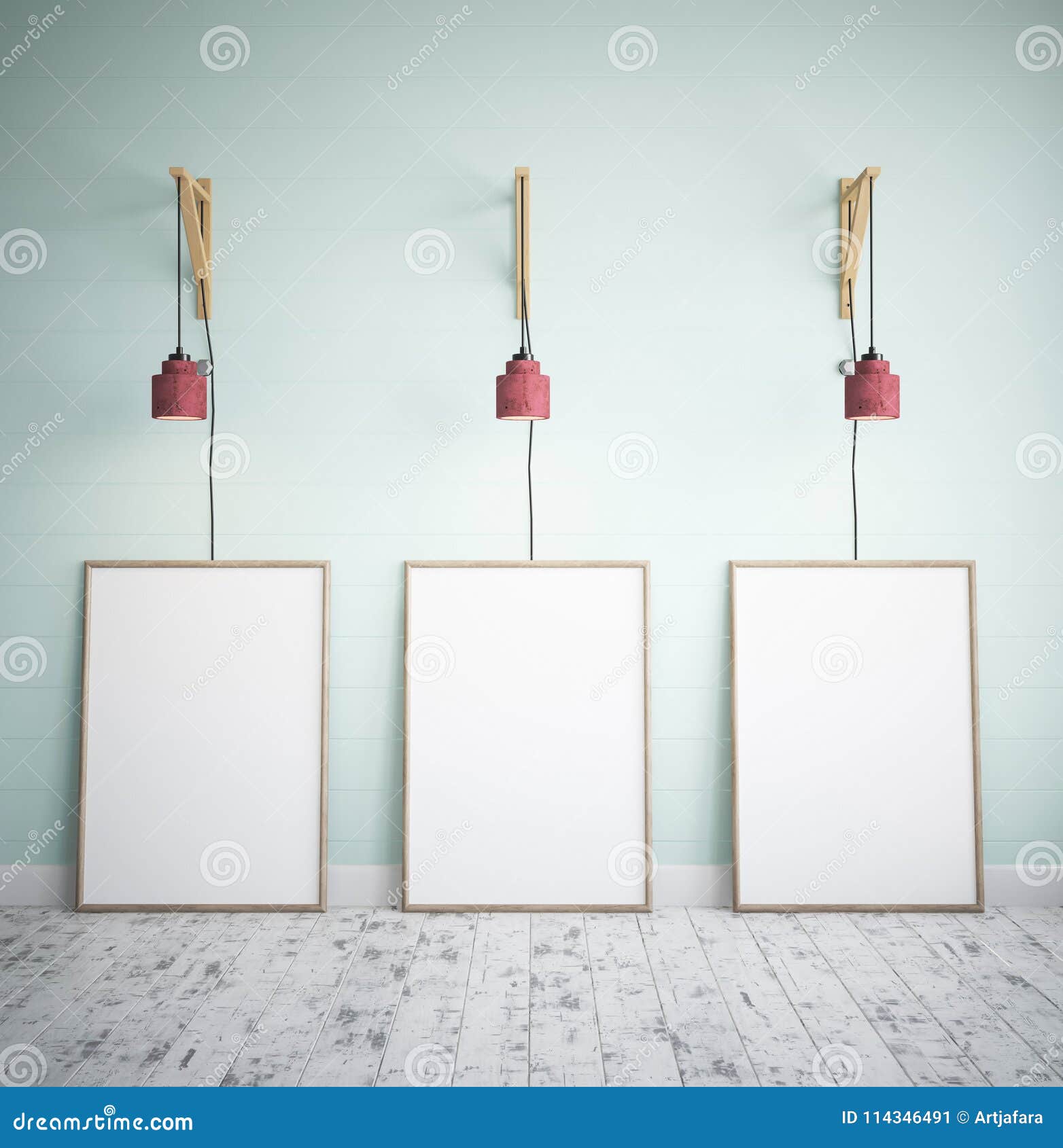 Three Frames with Poster Mockup Stock Illustration - Illustration of ...