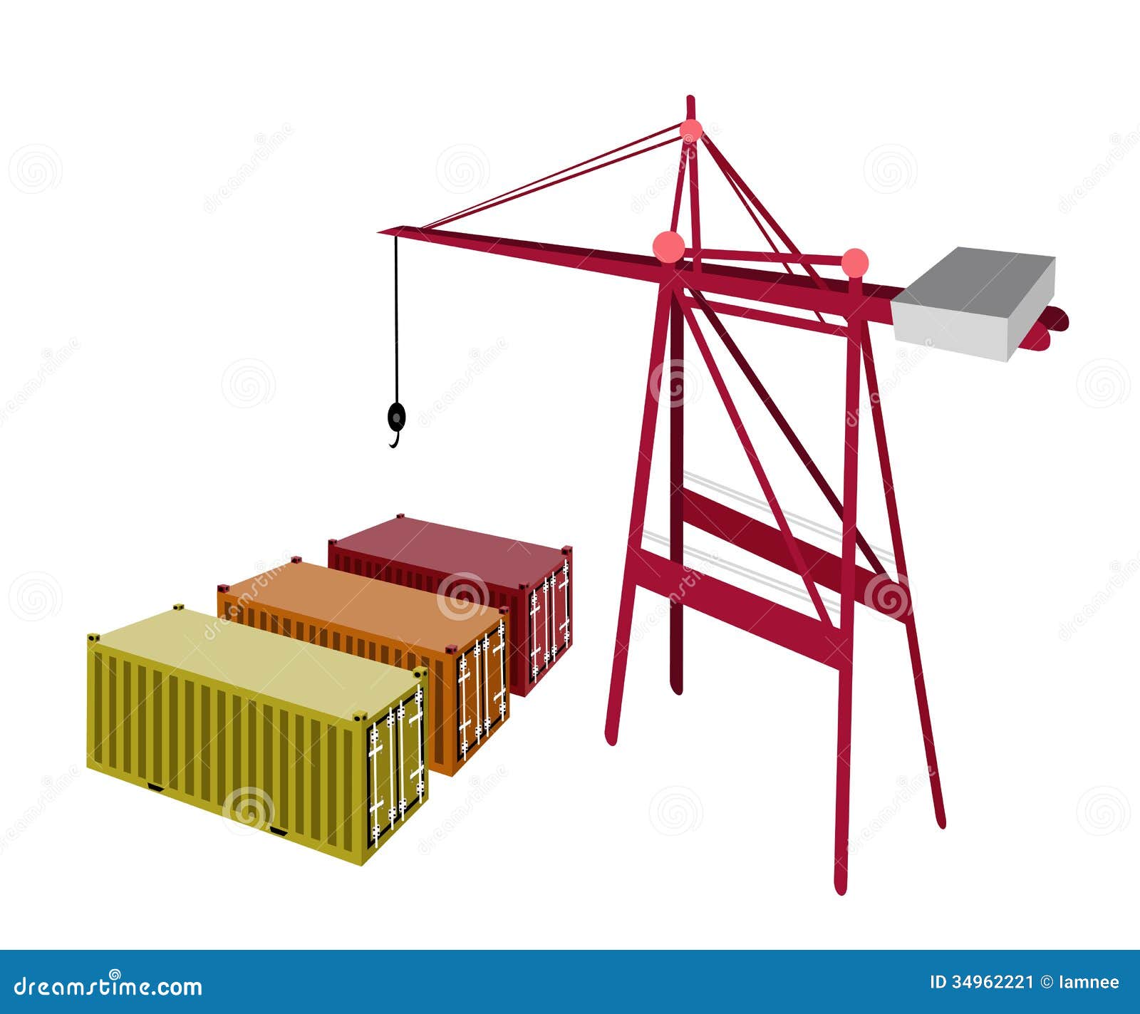 Three Freight Container Being with a Crane Stock Vector - Illustration ...
