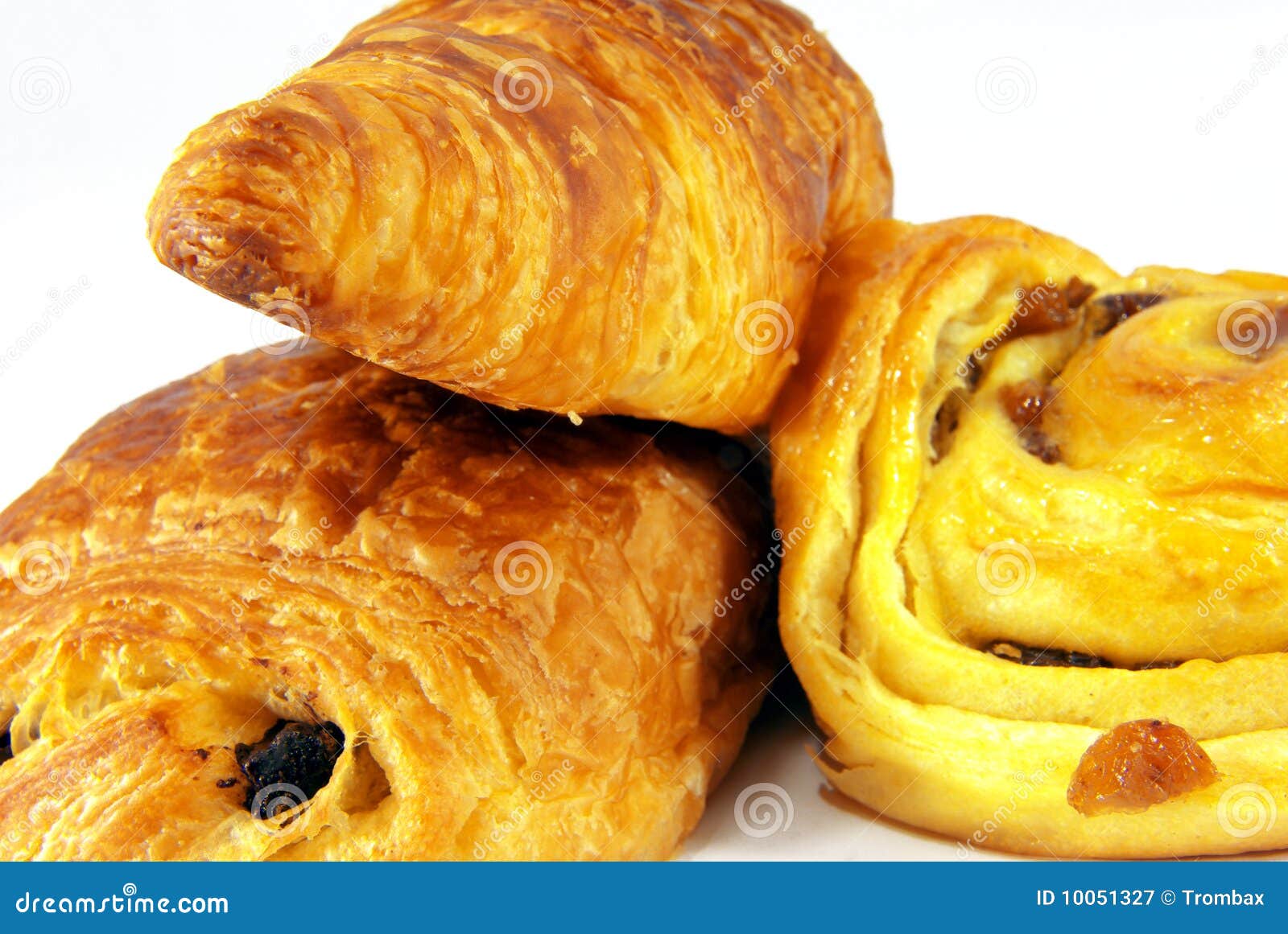 Three French Viennoiseries stock image. Image of closeup - 10051327
