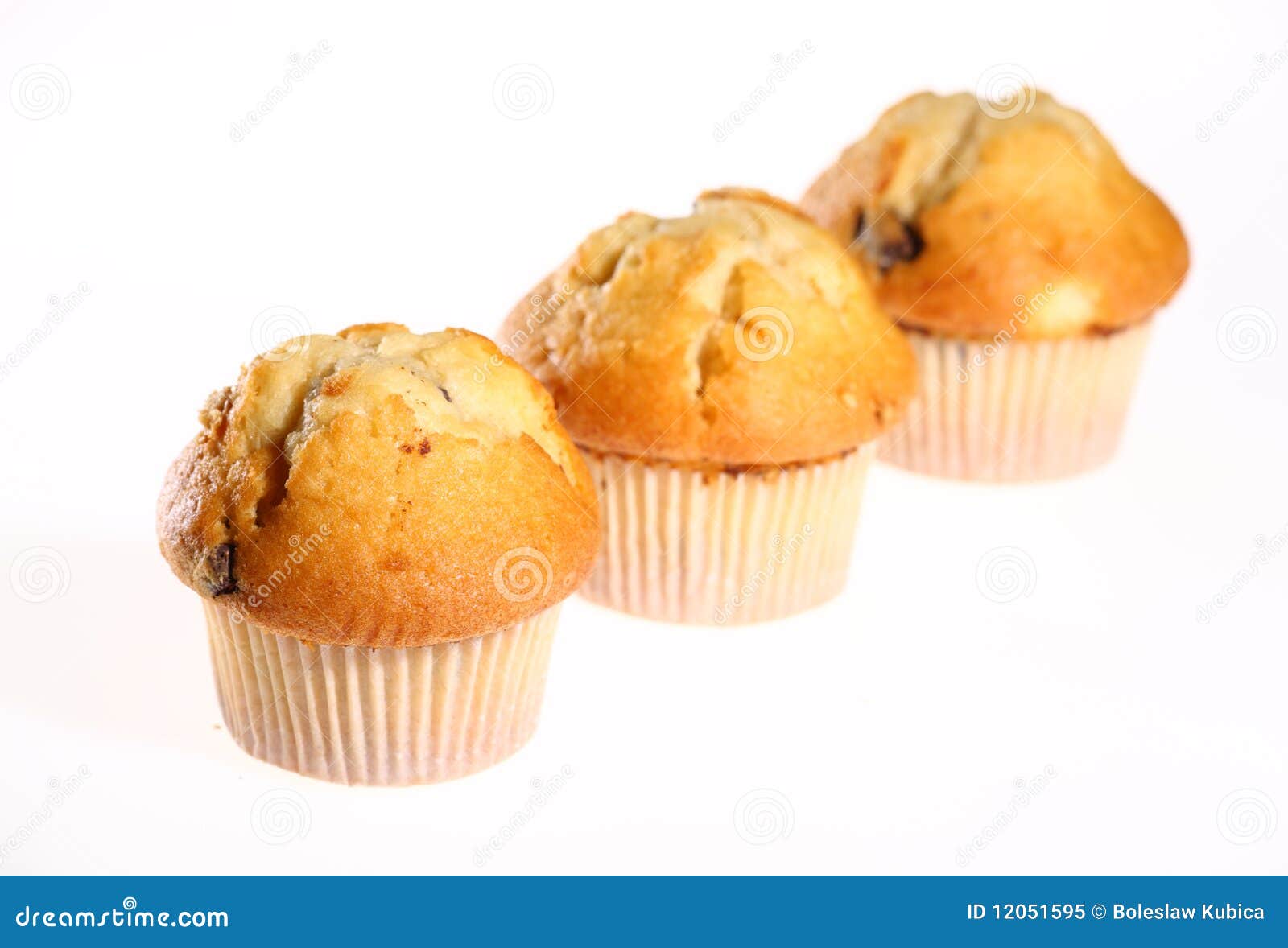 Three Fresh Blueberry Muffins Stock Image - Image of cupcake, catering ...