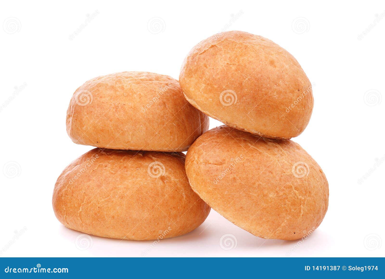 Three fresh buns isolated stock image. Image of meal - 14191387