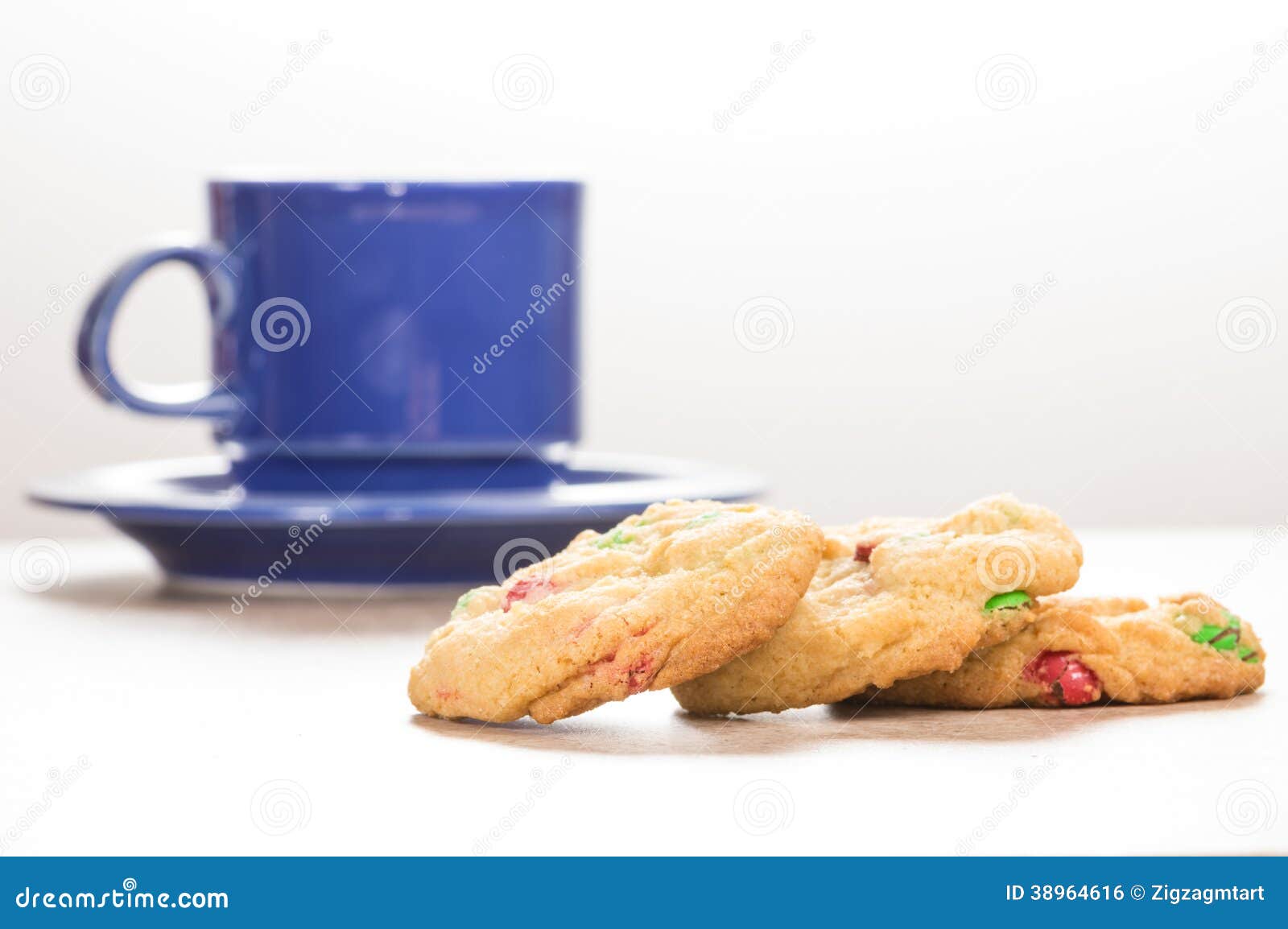 Three Fresh Cookies with Coffee Mug Stock Photo - Image of treat ...