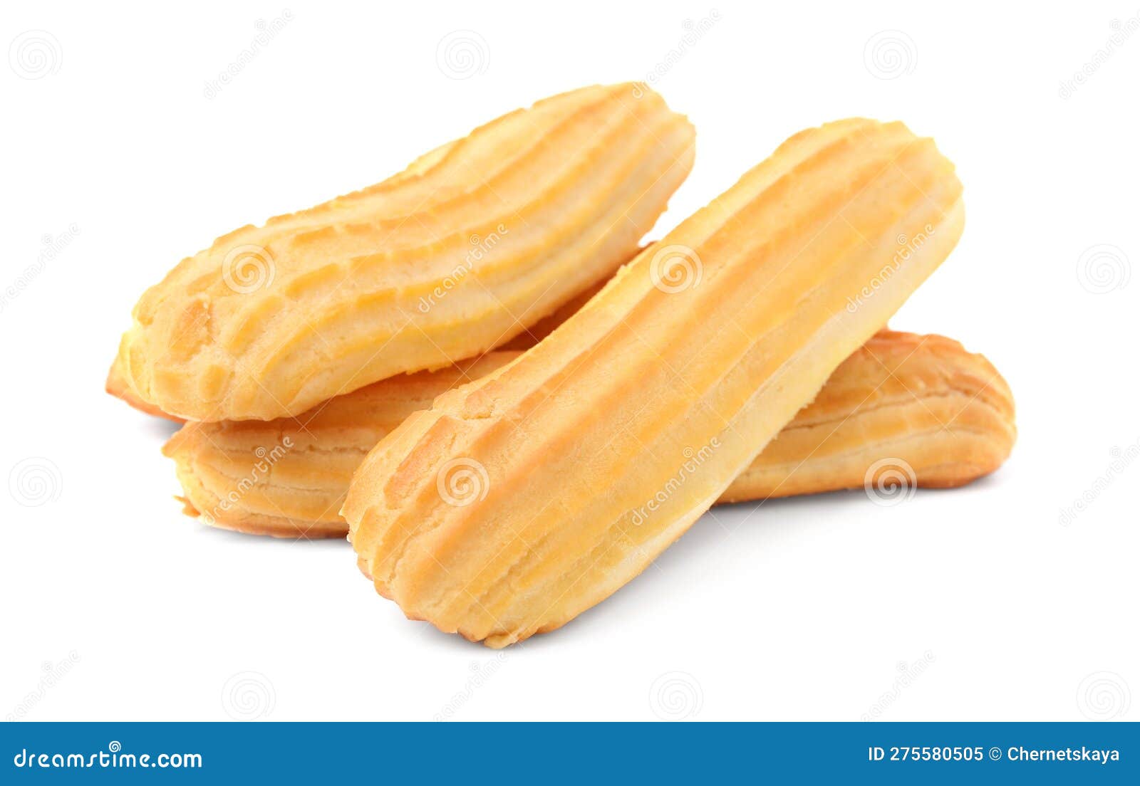 Three Fresh Delicious Eclairs Isolated on White Stock Image - Image of ...