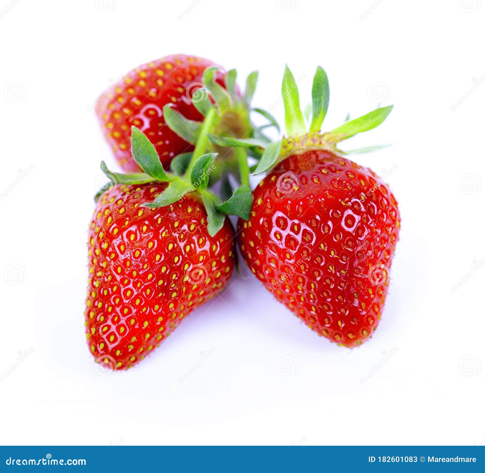 Three strawberries stock image. Image of isolated, single - 182601083