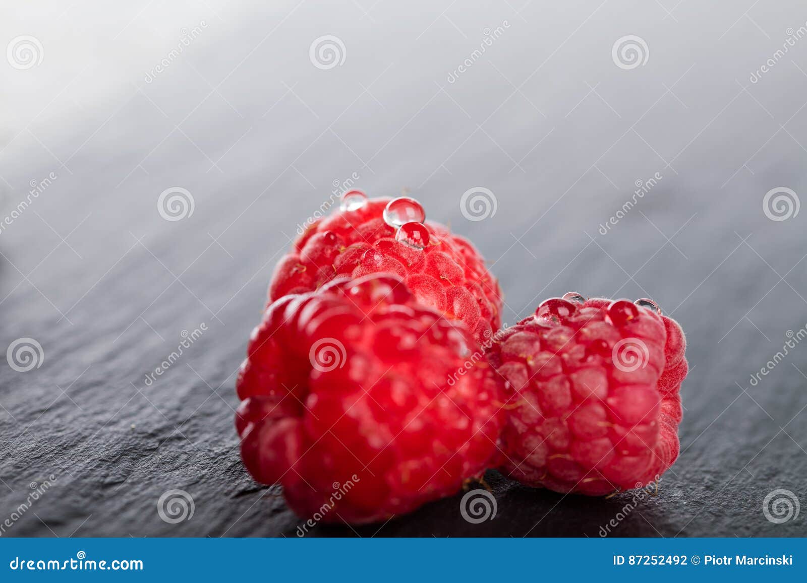 Three Fresh Juicy Wet Raspberries Stock Photo - Image of refreshment ...