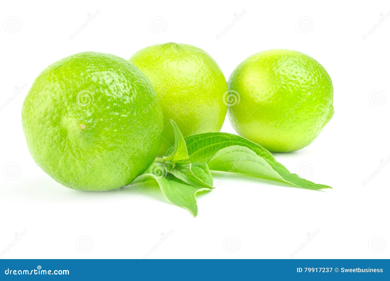 Three Fresh Limes Isolated on White Background with Leaves Stock Image ...