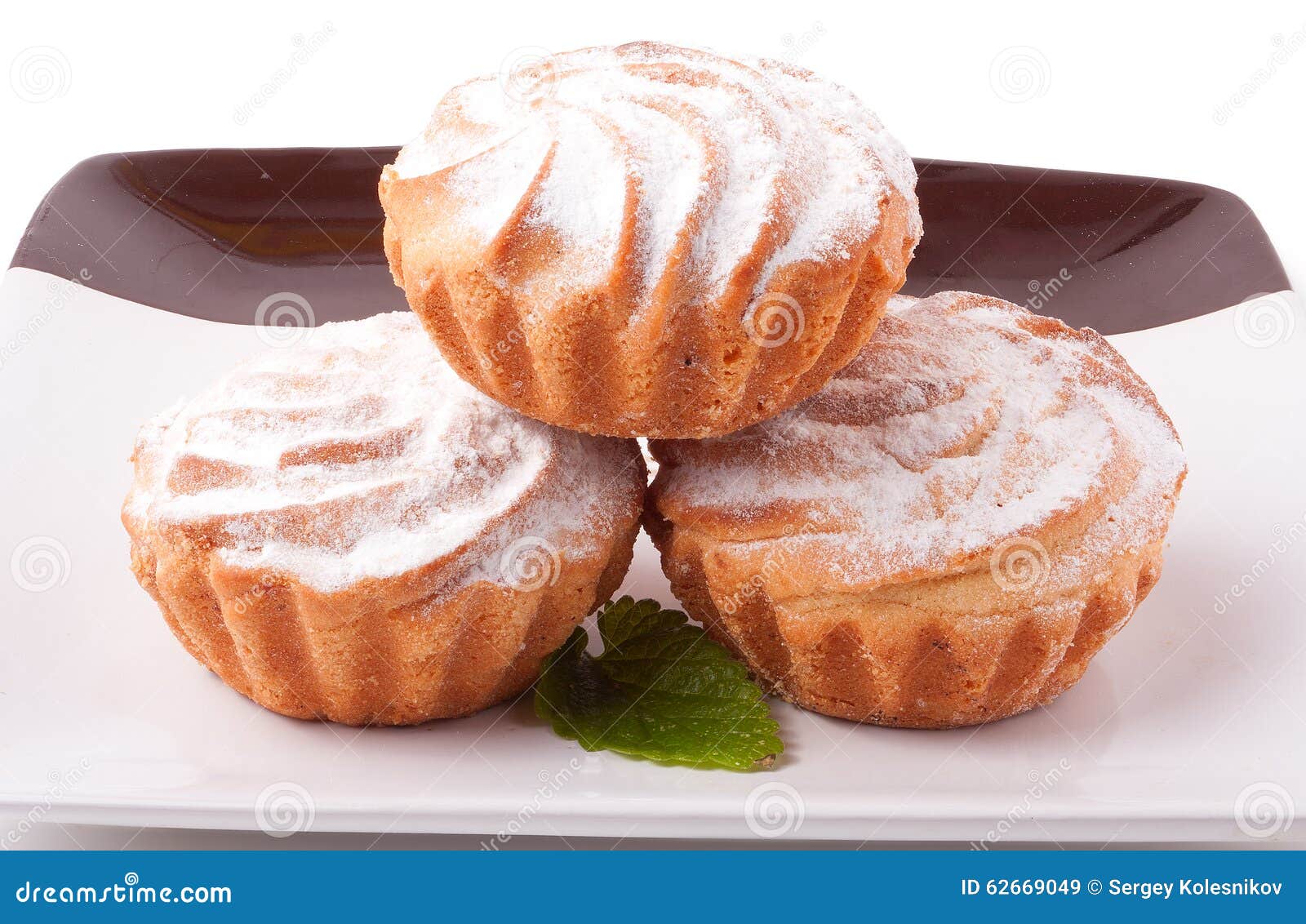 Three Fresh Muffins on Plate Isolated Stock Image - Image of bread ...