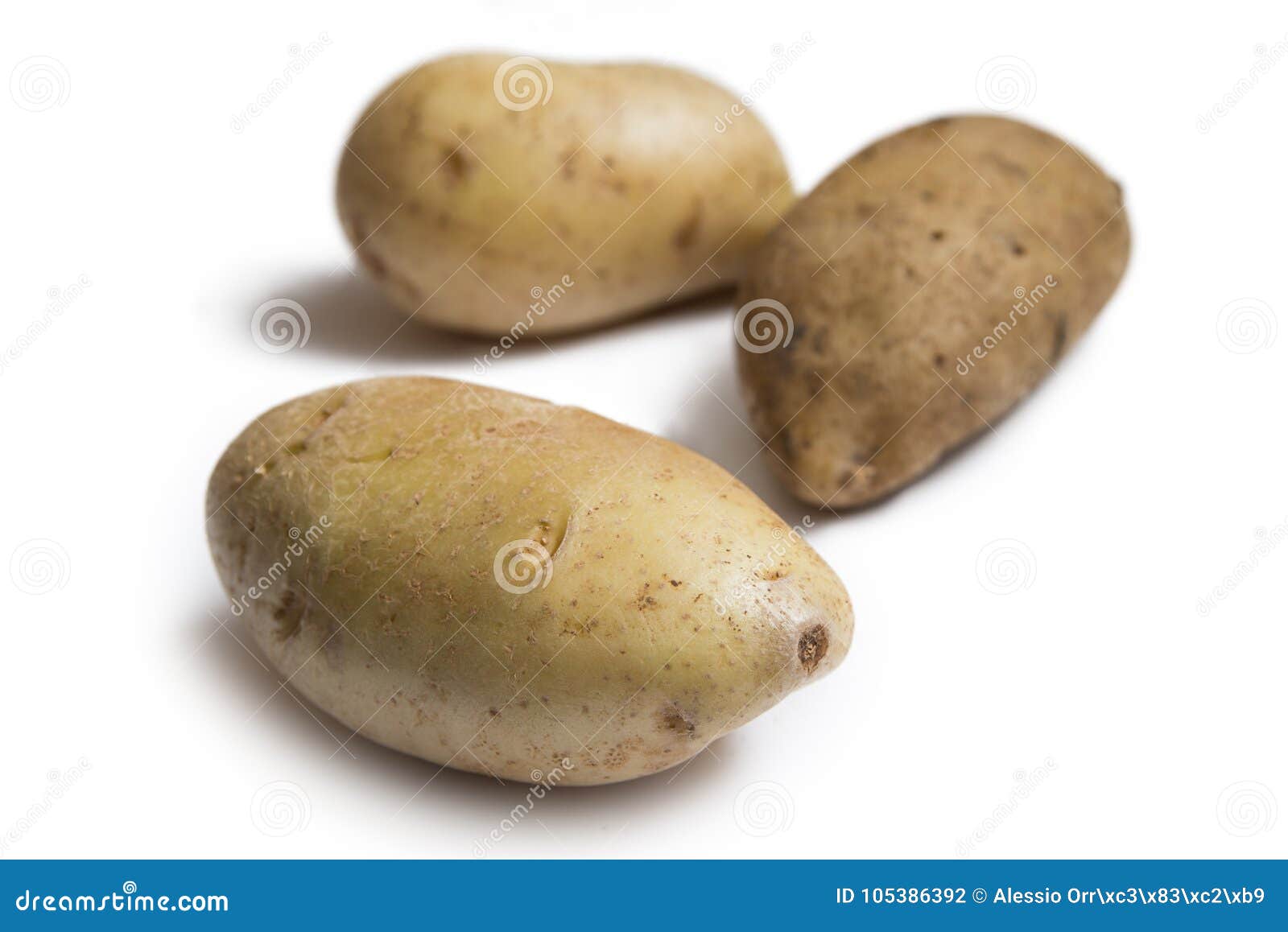 Three Fresh Potatoes Isolated on White Background Stock Photo - Image ...