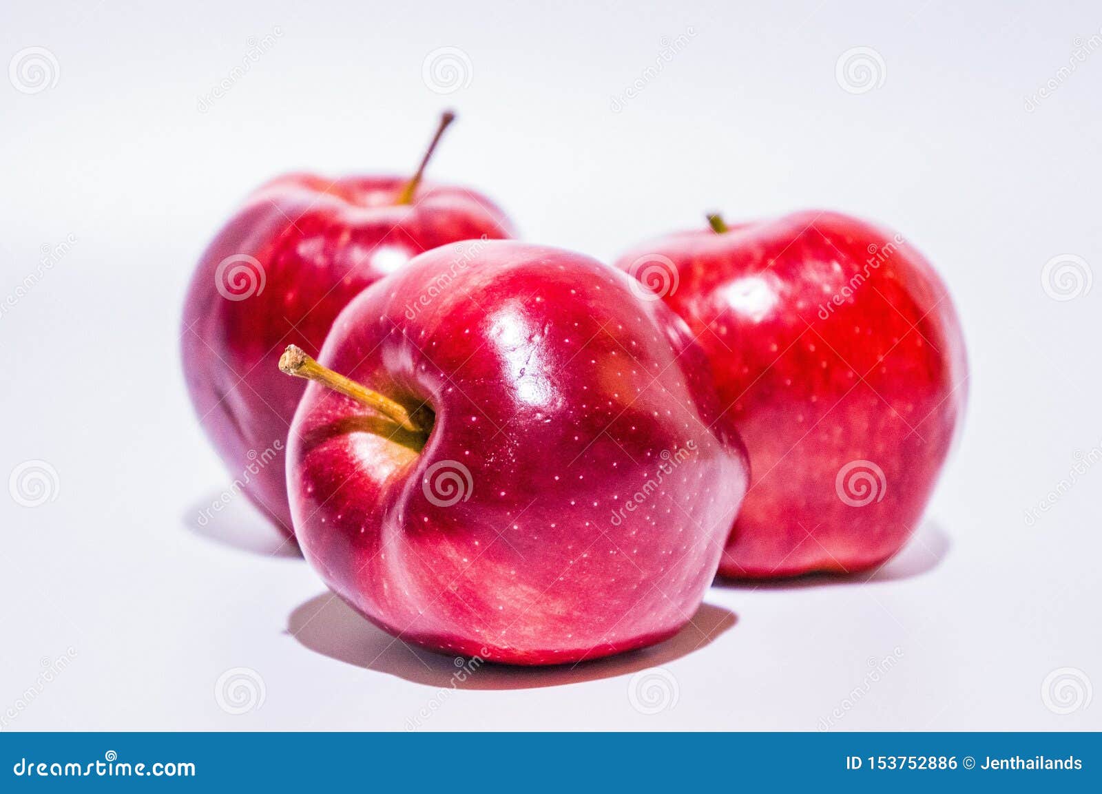 Three fresh red apples stock photo. Image of health - 153752886