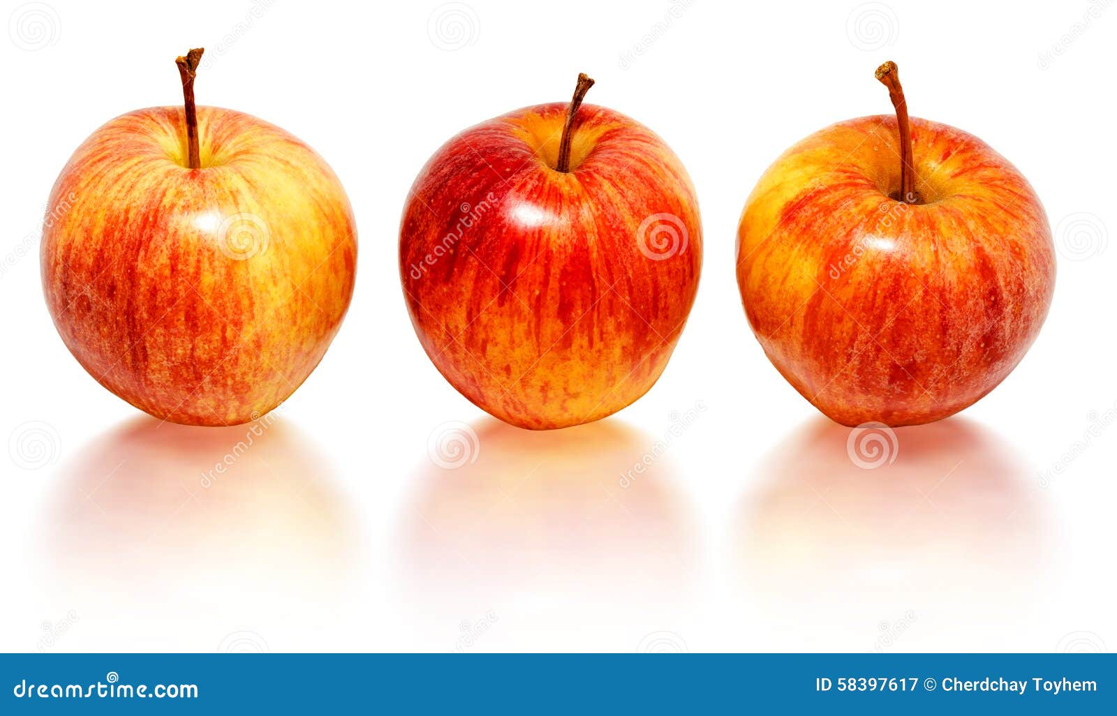 Three Fresh Red Apples Isolated on White Background. Stock Image ...