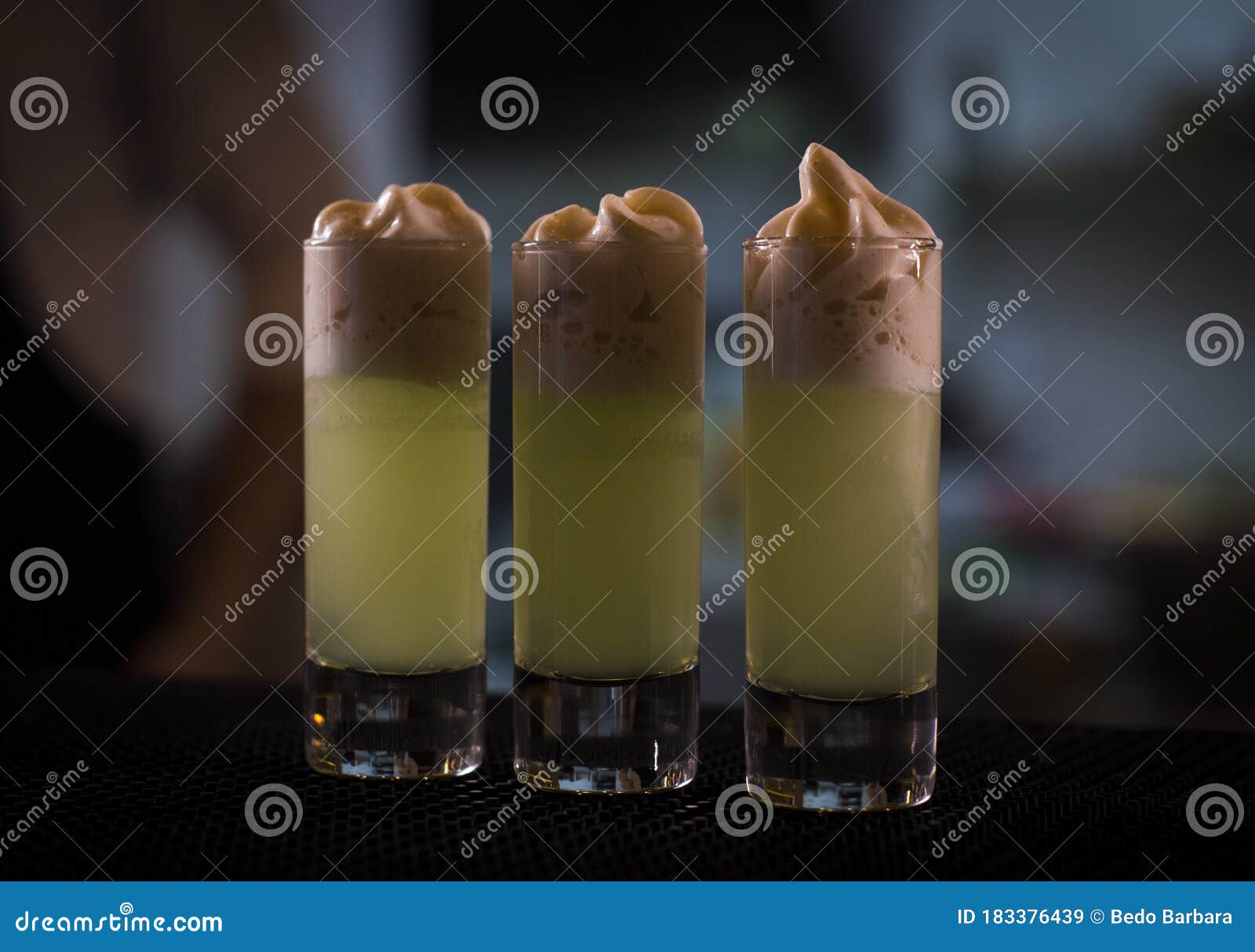Three Freshly Prepared Shots in a Club Stock Image - Image of iced ...