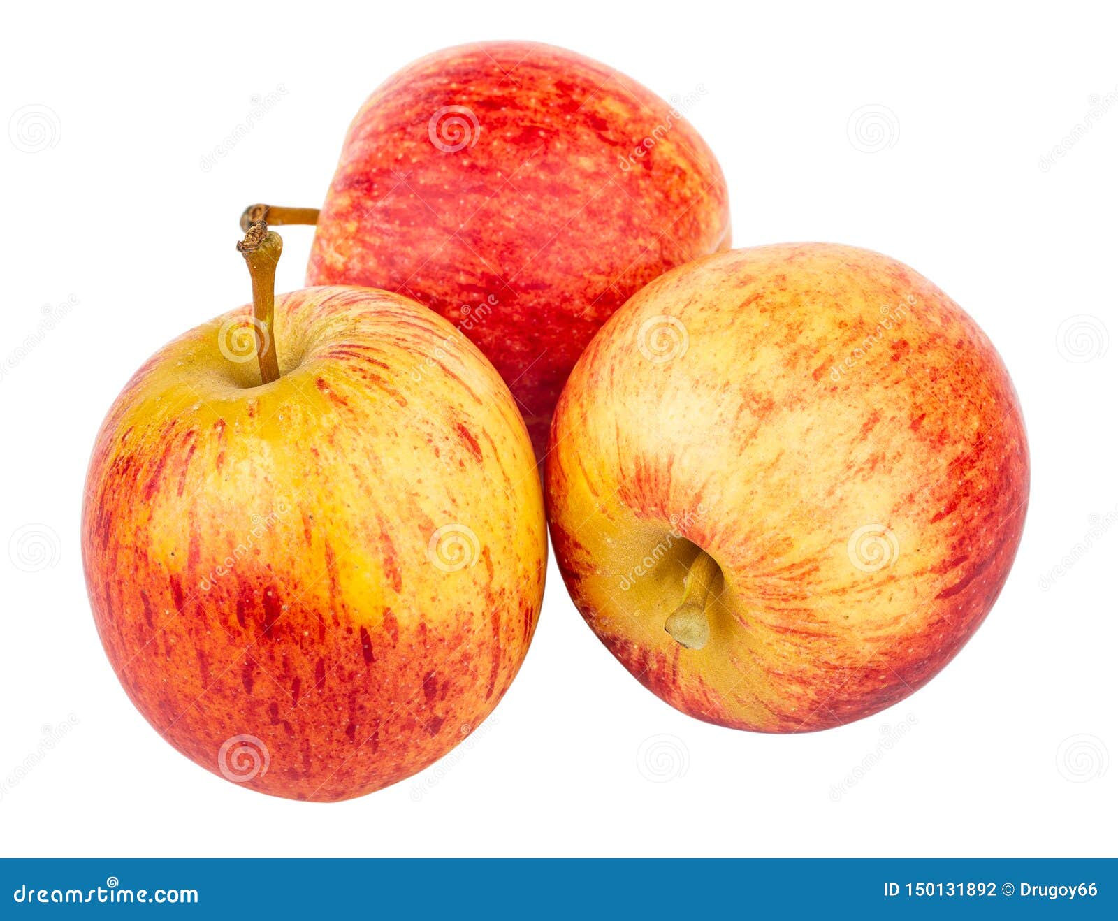 Three Fresh Striped Apples Isolated on White Stock Photo - Image of ...