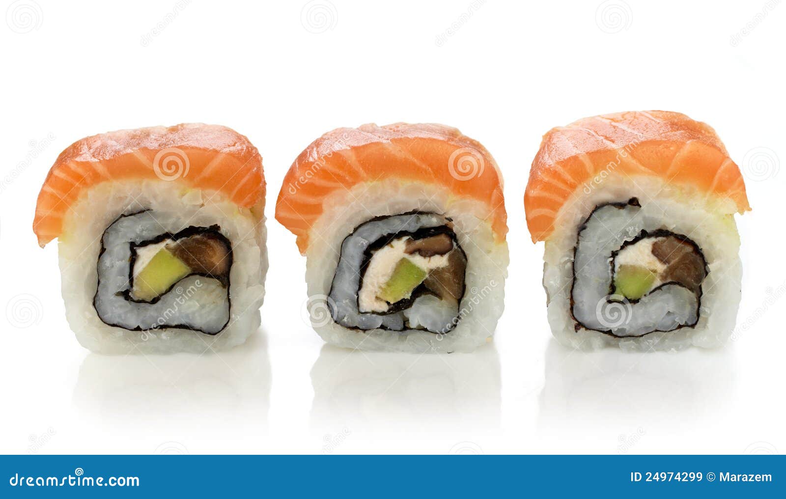 Three fresh sushi stock image. Image of fresh, slice - 24974299