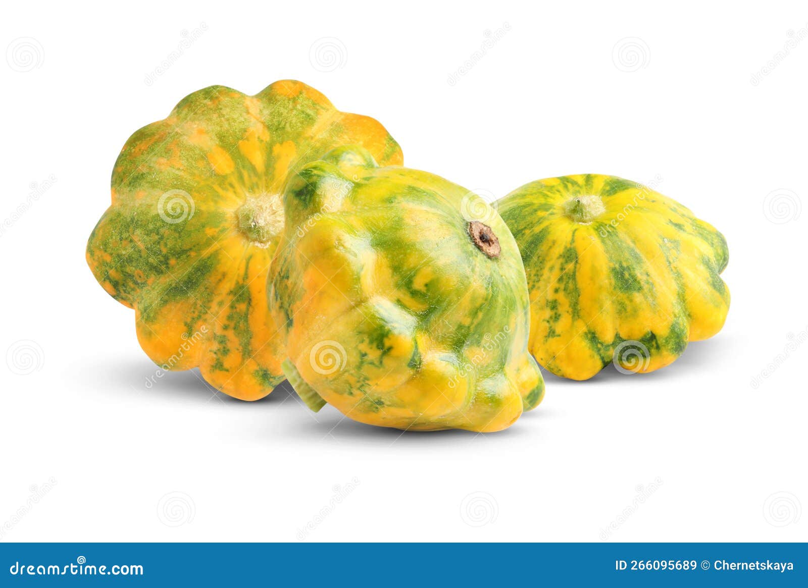 Three Fresh Yellow Pattypan Squashes on White Background Stock Image ...