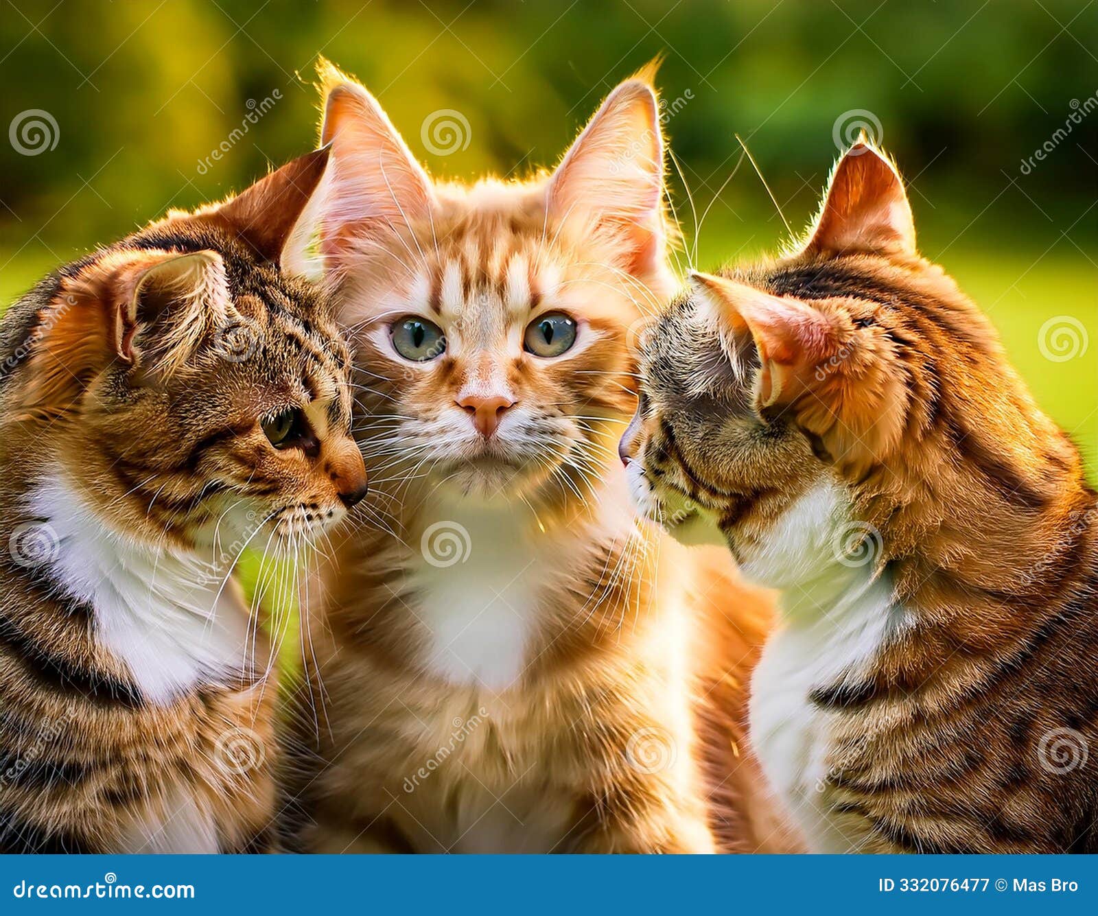 Three Friendly Cats Can Be Seen Communicating with Each Other Using ...