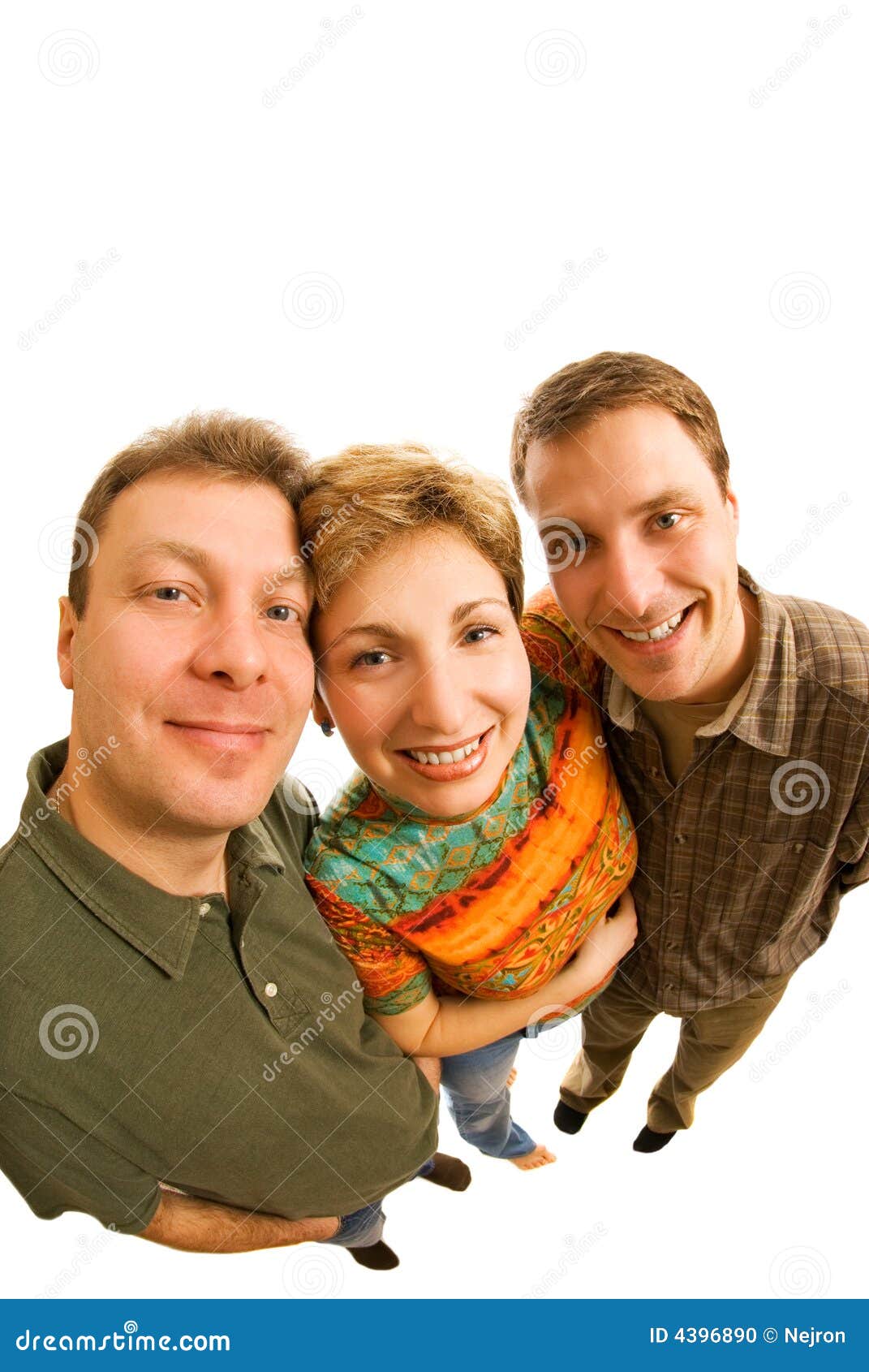 Three Friends Joined Hands And Raised Their Hands Up, Enjoying The View ...