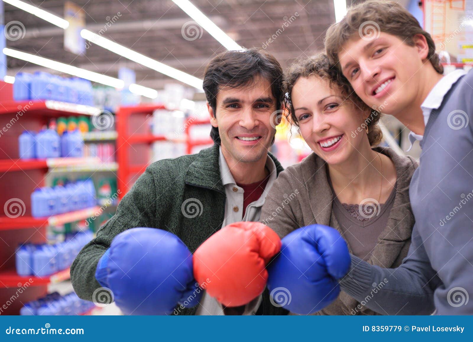 Three Friends in Boxing Gloves Stock Image - Image of caucasian, girl ...