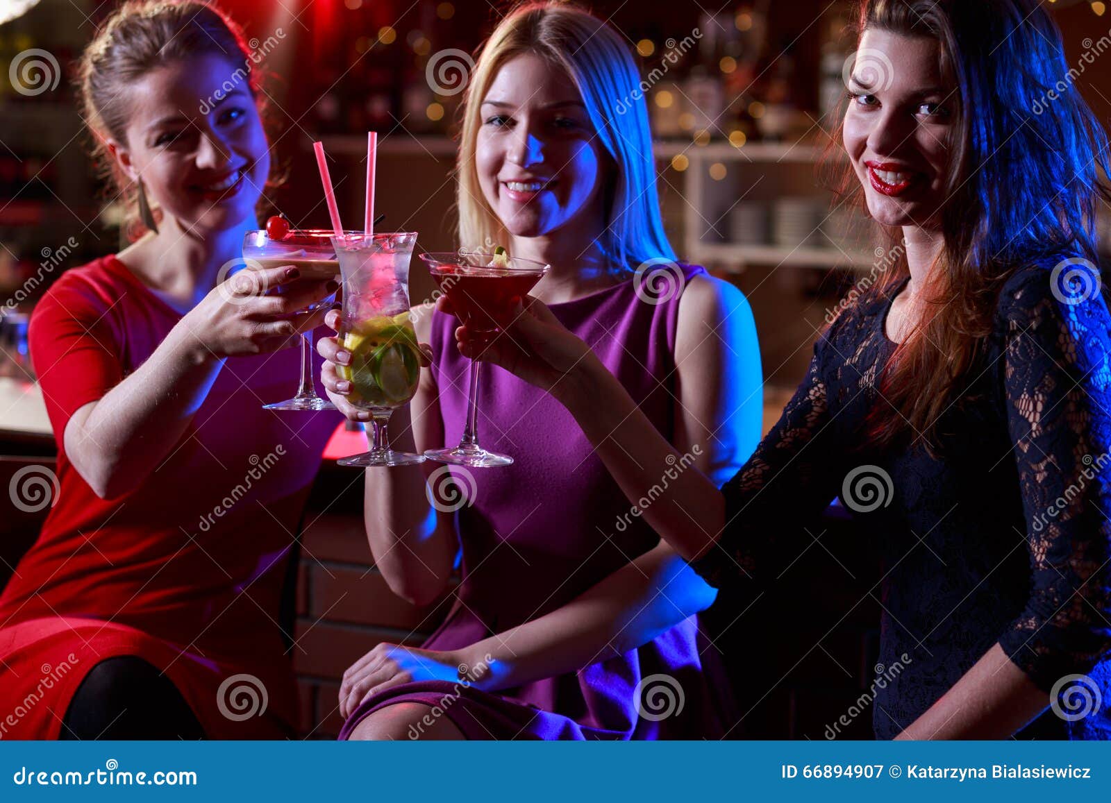 Three friends in club stock image. Image of attractive - 66894907
