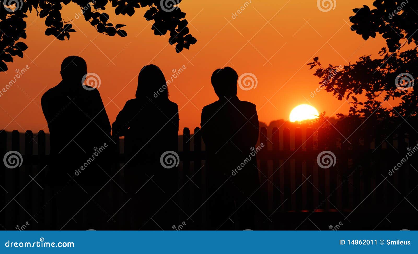 Three Friends Enjoying the Sunset Stock Image - Image of people ...