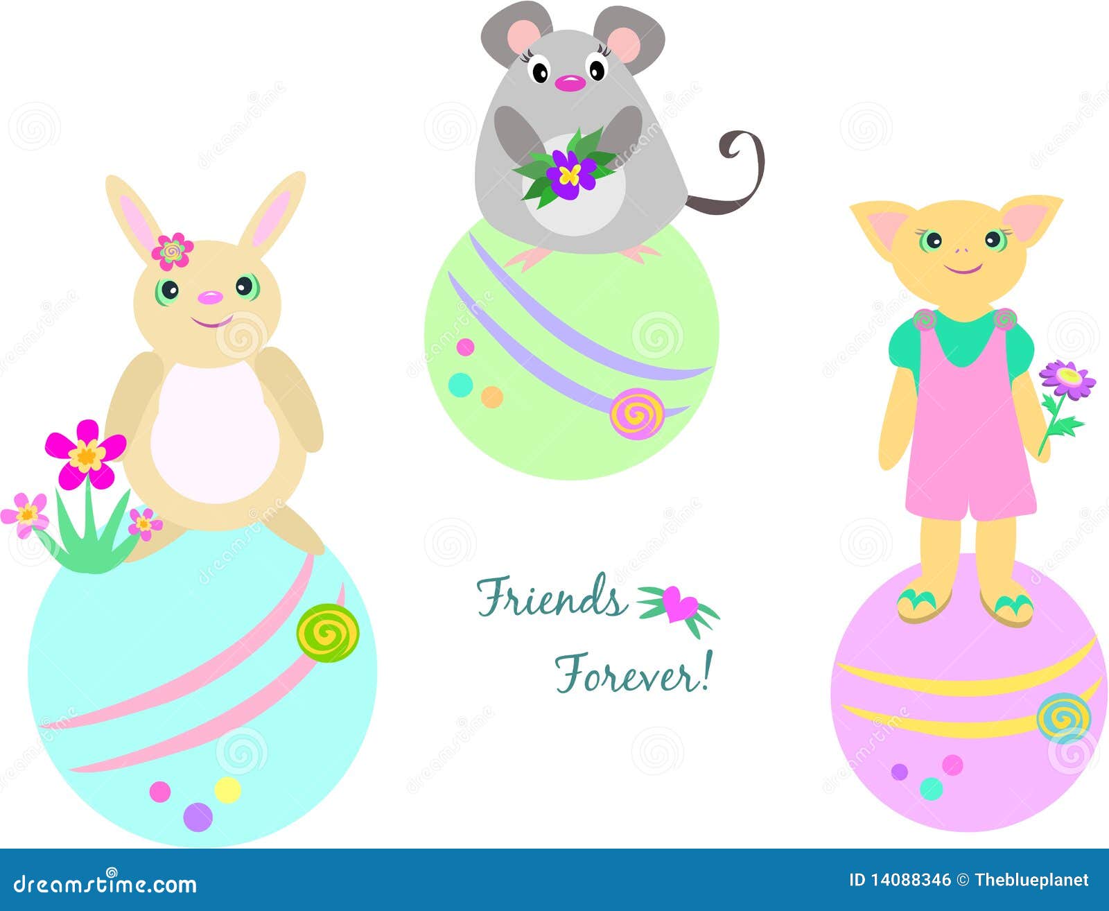 Three Friends Forever stock illustration. Illustration of bubbles ...