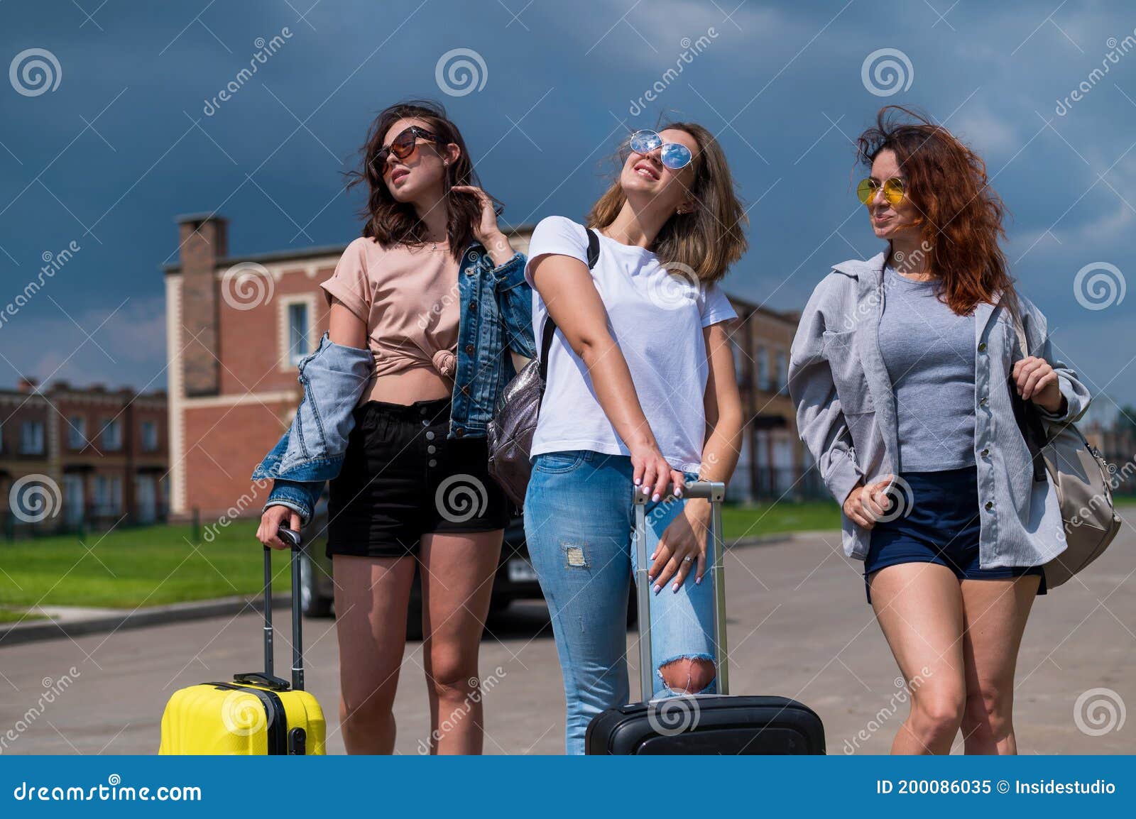 Three Friends Go on a Trip by Car Stock Image - Image of landscape ...