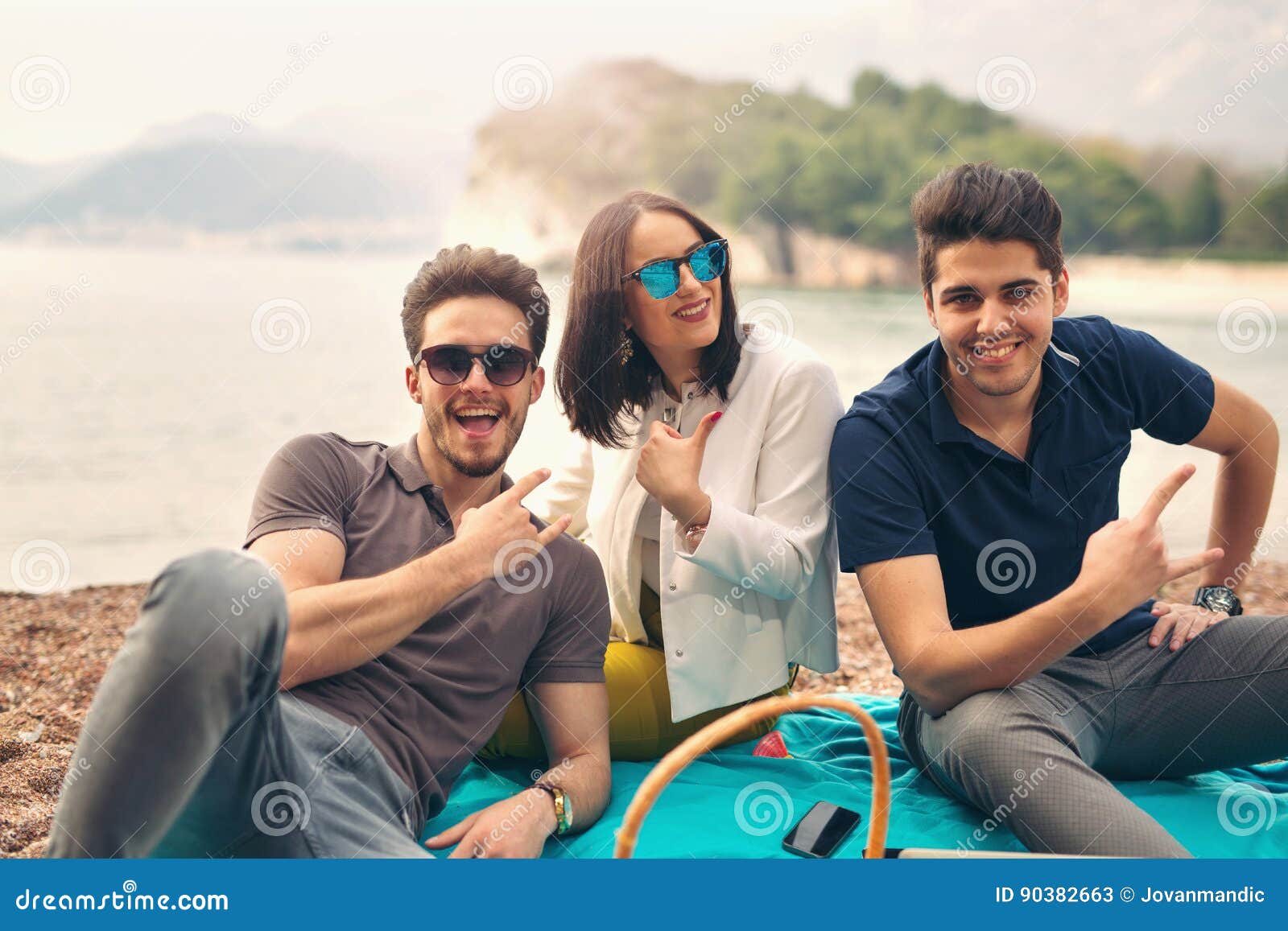 Three friends having fun stock image. Image of group - 90382663
