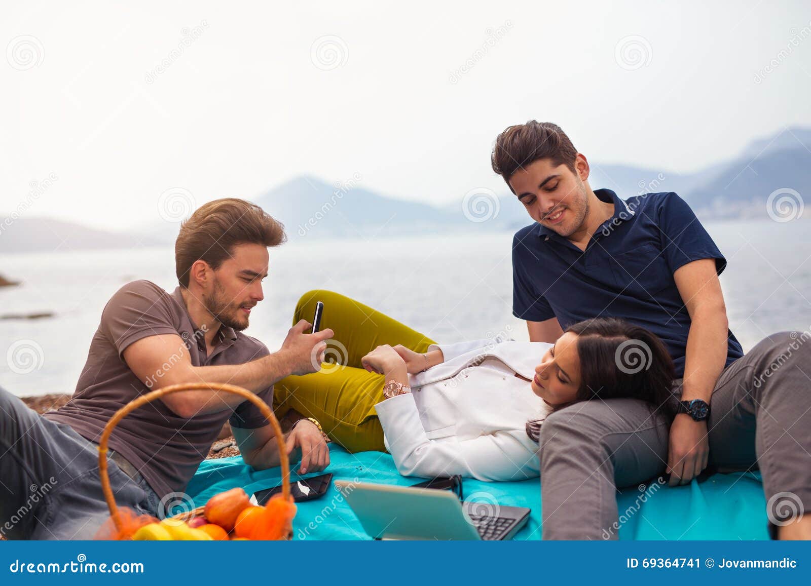 Three Friends Having Fun at the Beach Stock Image - Image of smart ...