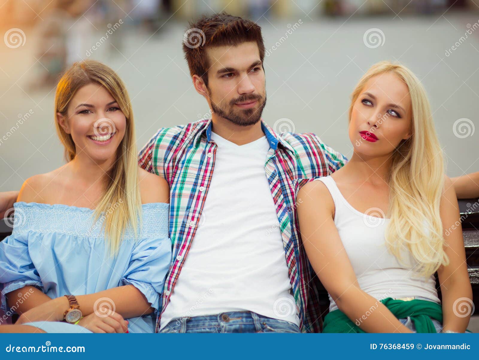 Three friends having fun stock image. Image of relationships - 76368459