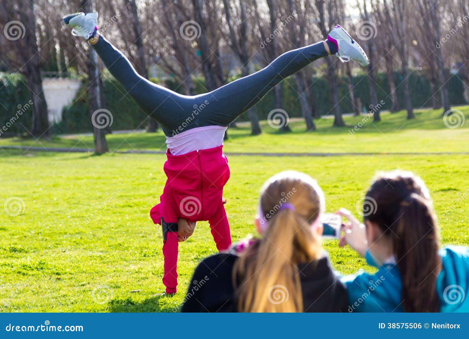 Three Friends Having Fun after Exercise Stock Photo - Image of ...