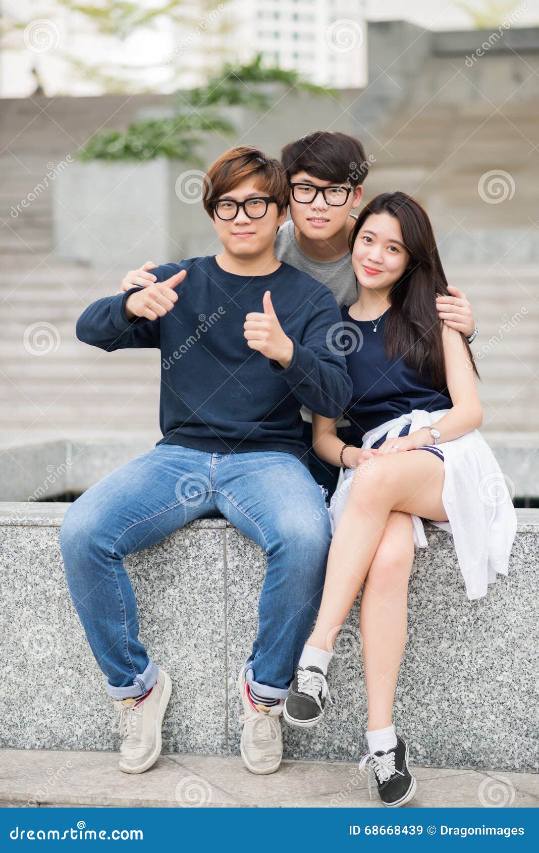 Three friends stock image. Image of glasses, outdoors - 68668439