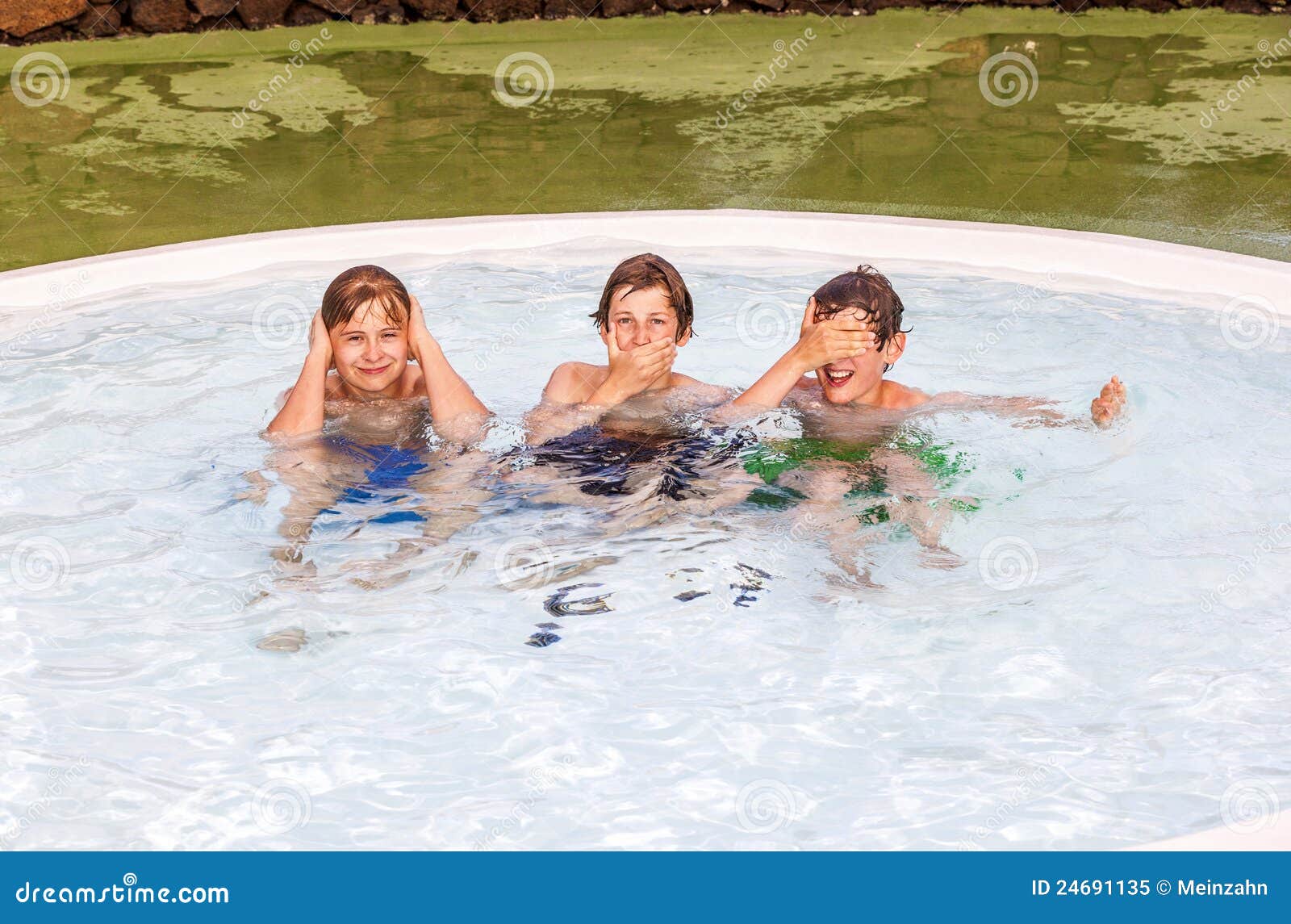 Three Friends Imitating the Three Wise Monkeys Stock Image - Image of ...