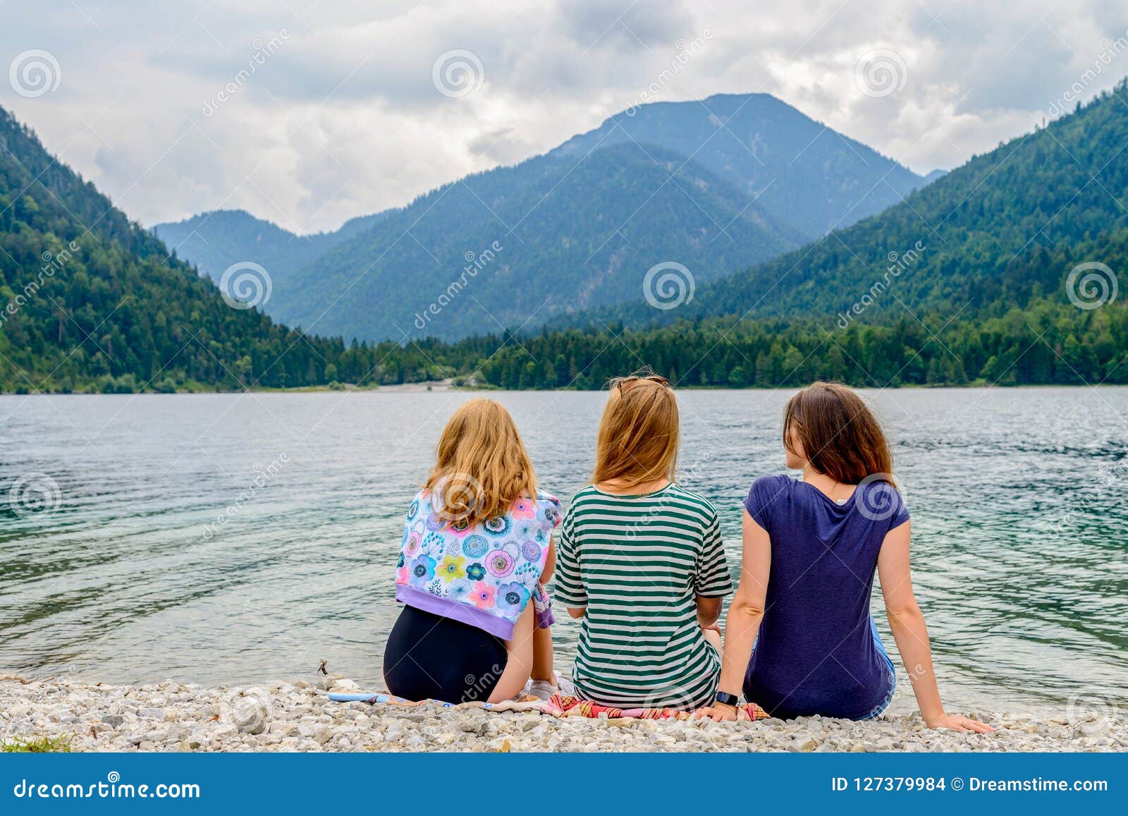 Three friends and one lake editorial stock image. Image of bridge ...