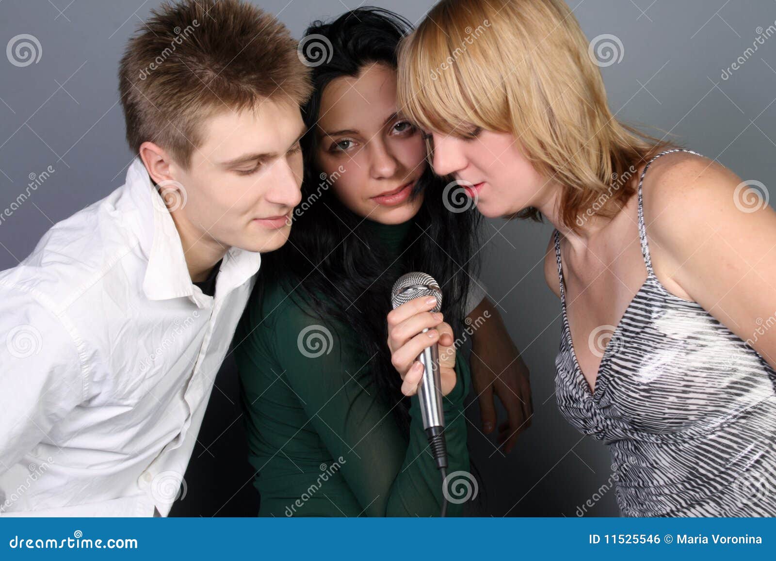 Three Friends Singing a Song Stock Photo - Image of beauty, girls: 11525546