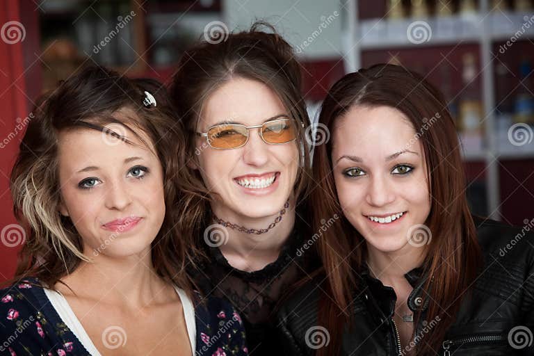 Three Friends Smiling stock photo. Image of funny, lips - 17705266