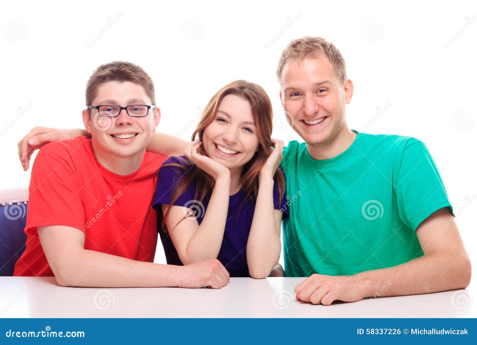 Three Friends smiling stock photo. Image of girl, youth - 58337226